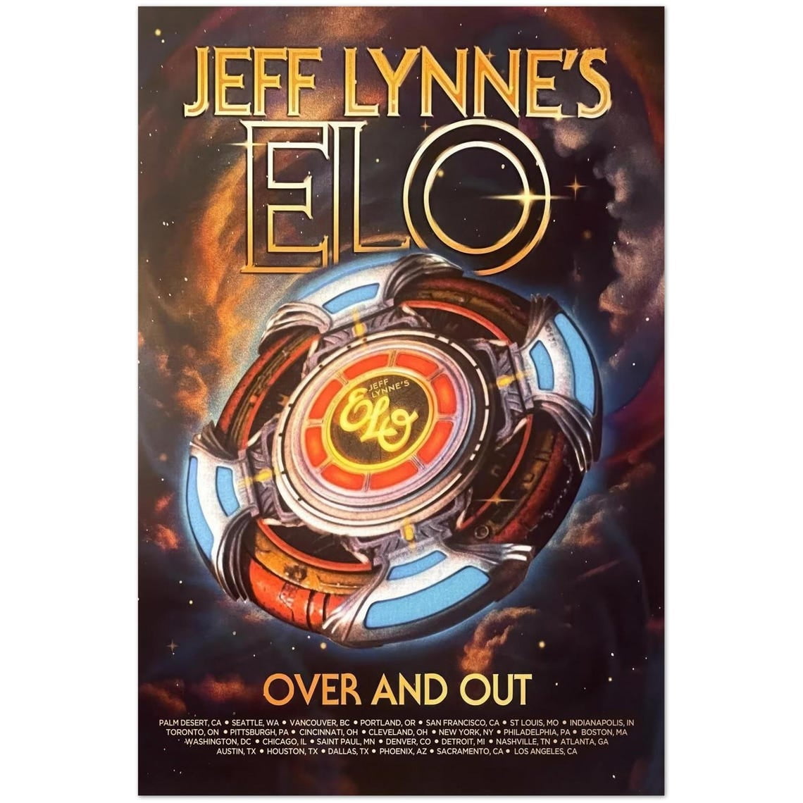Jeff Lynnes Elo Over And Out Tour 2025 Various Cities #2163, Unframed ...