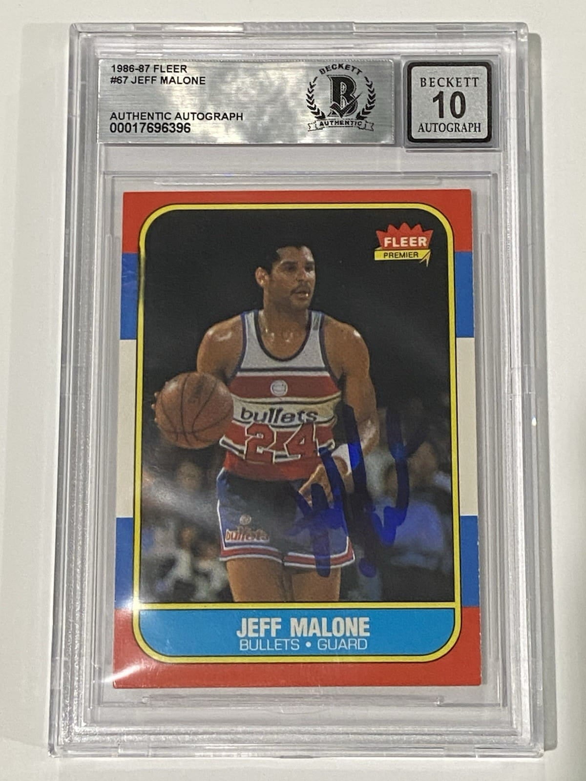 Jeff Malone Signed 1986 Fleer #67 RC Rookie BAS 10 Auto Beckett Bullets - Walmart.com