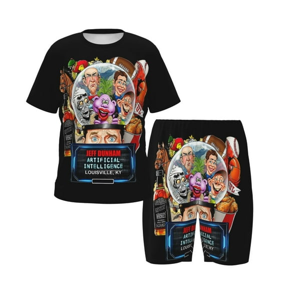 Jeff Retro Dun-Haw Pajamas Set Cartoon Shirt With Shorts Set Summer ...