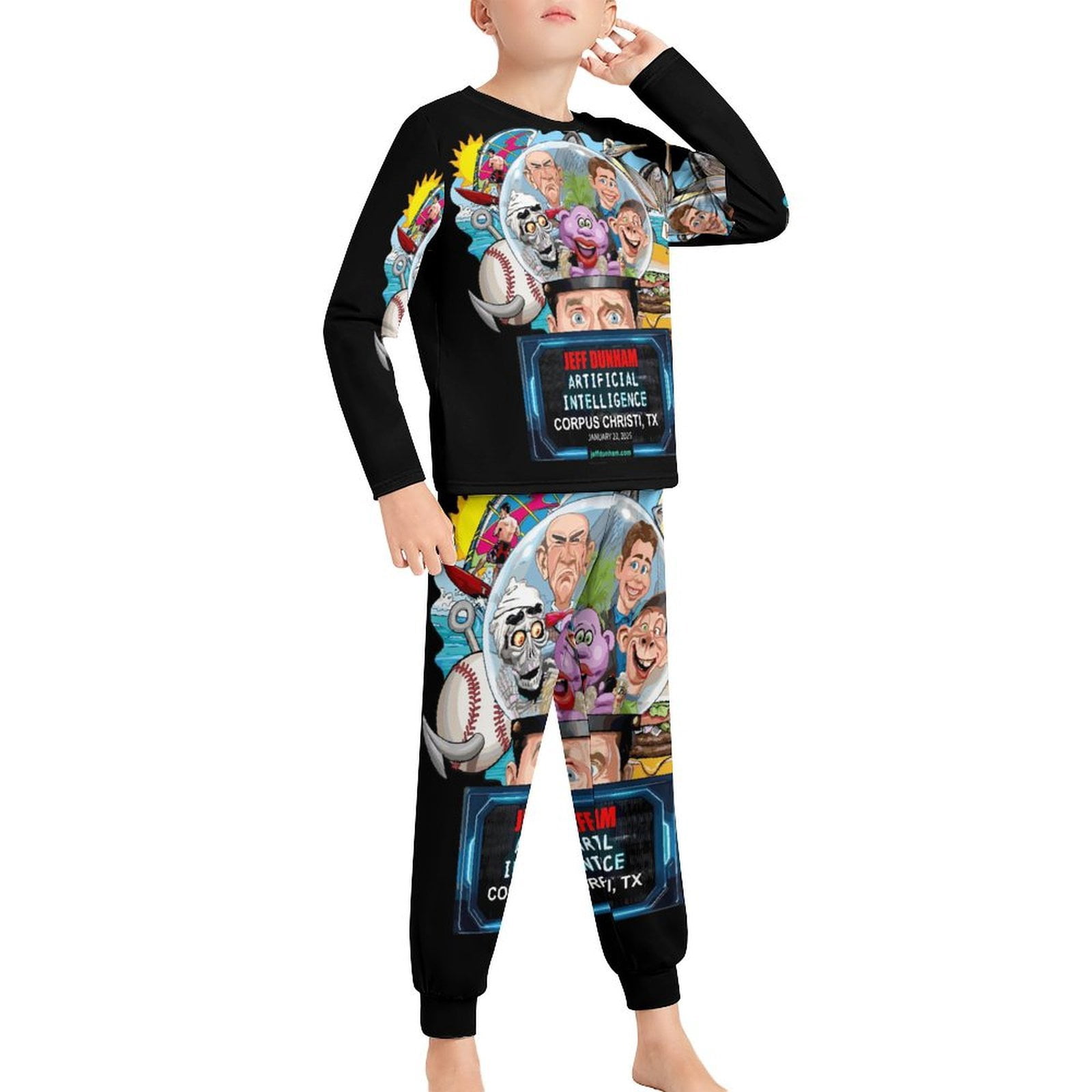 Jeff Retro Dun-haw T Shirt Set Long Sleeve Tee Shirt Pants Set Cartoon ...