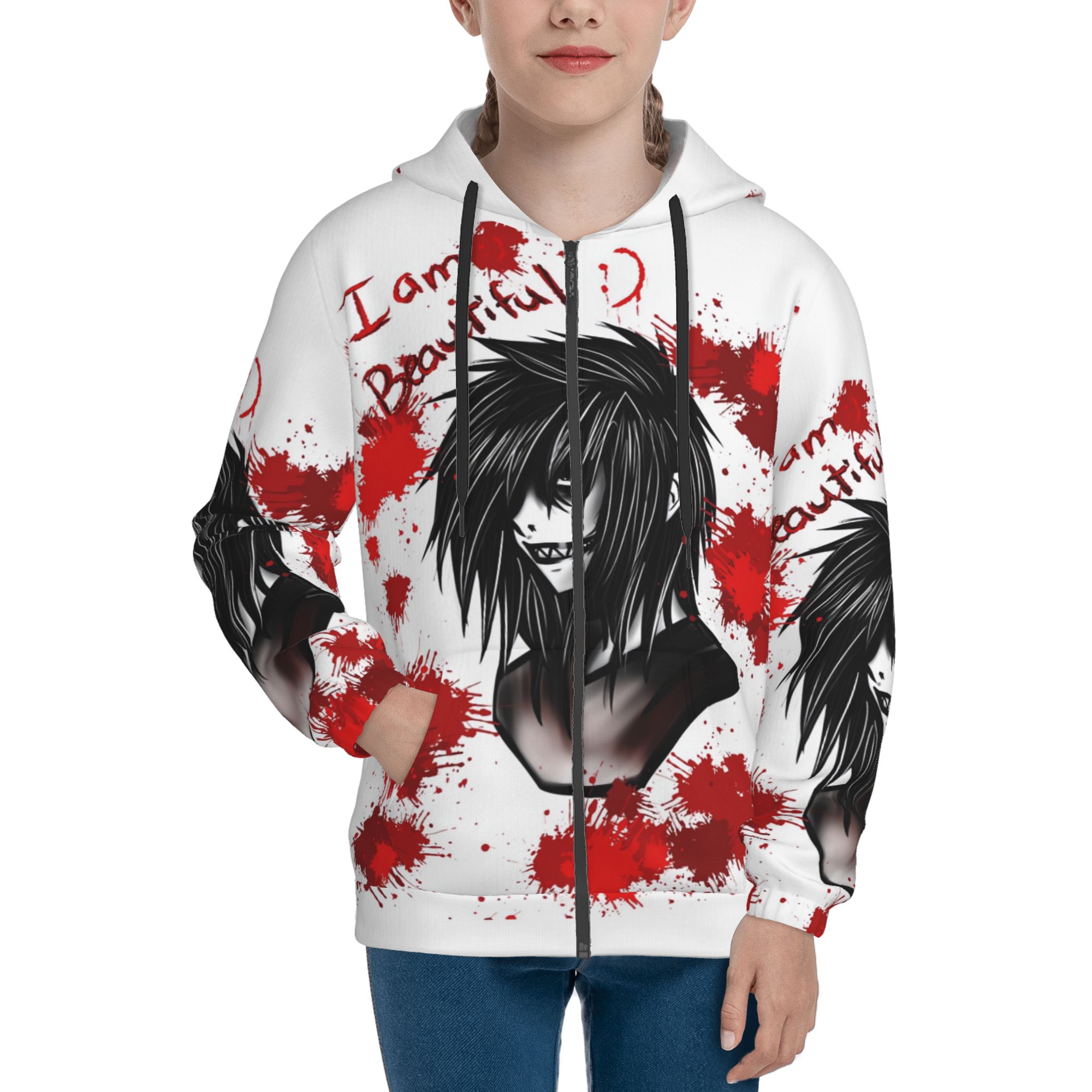 Jeff The Killer Creepypasta Teens Boys Girls Zip Up Hoodies 3d Print ...
