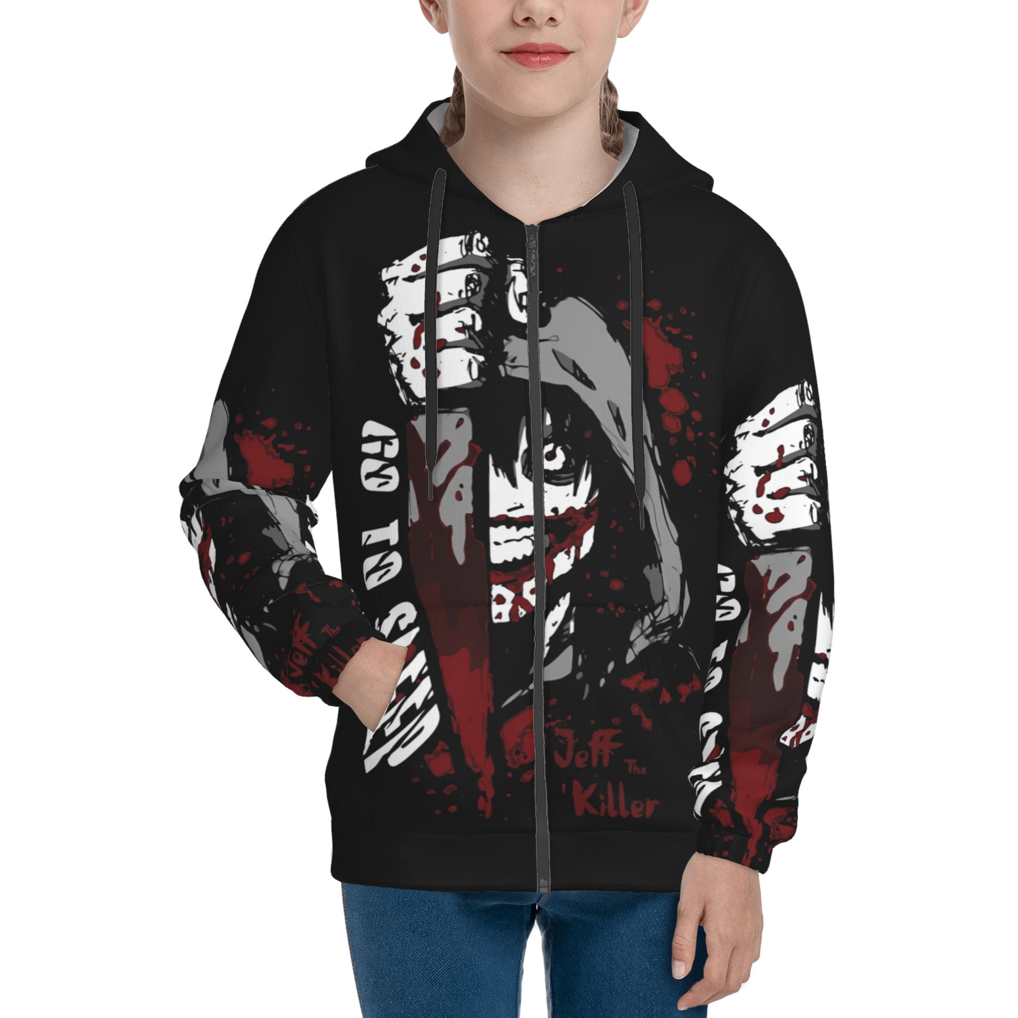 Jeff The Killer Creepypasta Teens Boys Girls Zip Up Hoodies 3d Print ...
