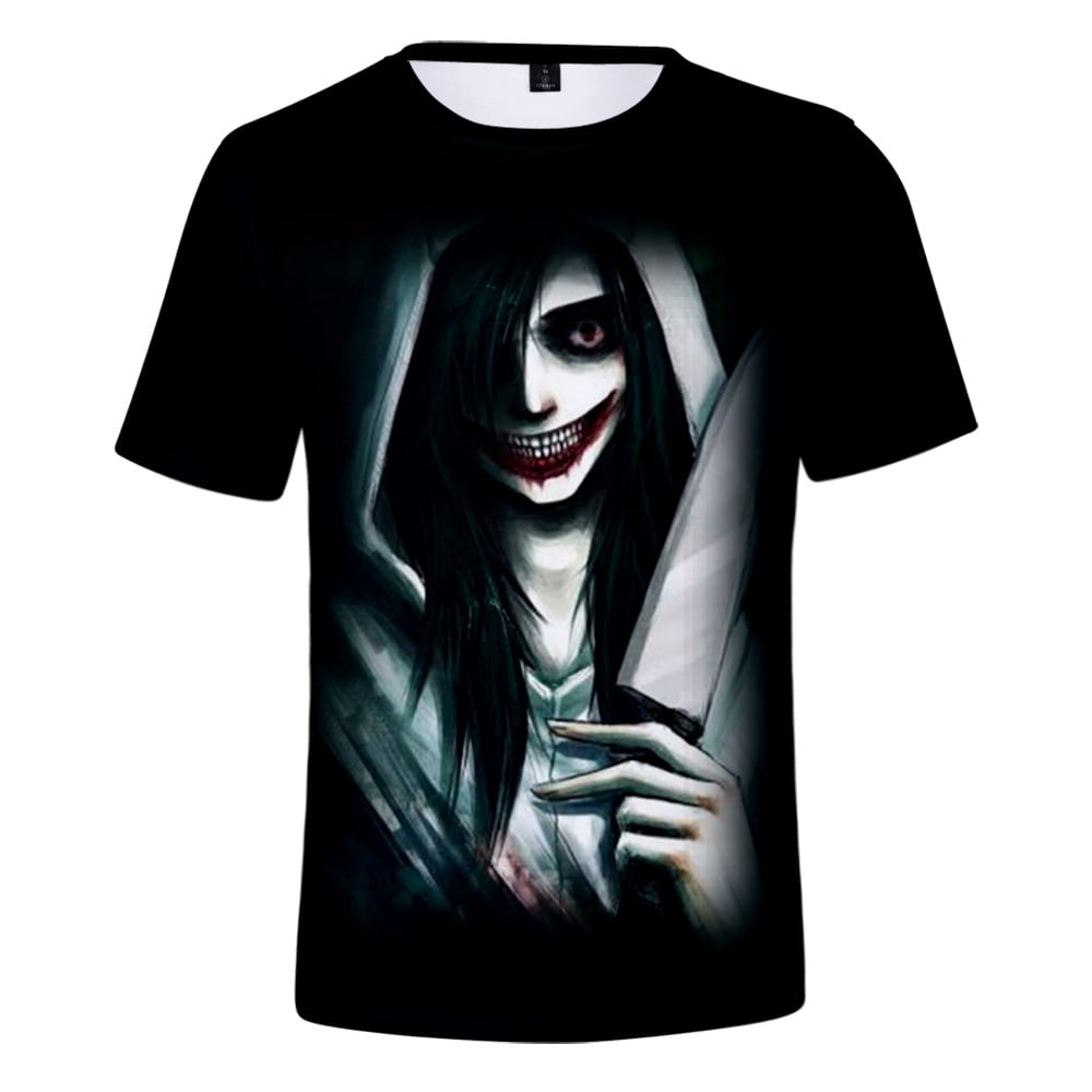 Jeff The Killer T-shirt Hip Hop Short Sleeve Casual Tee for Men Fashion ...