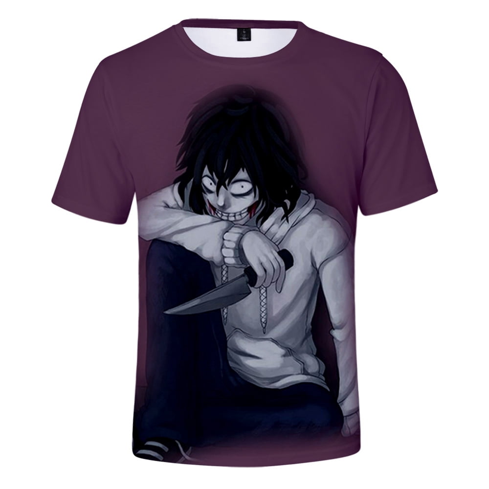 Jeff The Killer T-shirt Hip Hop Short Sleeve Casual Tee for Men Fashion ...