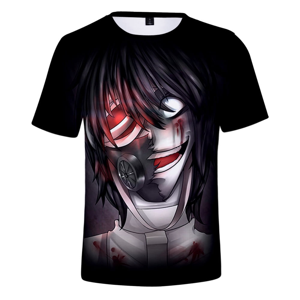 Jeff The Killer T-shirt Hip Hop Short Sleeve Casual Tee for Men Fashion ...