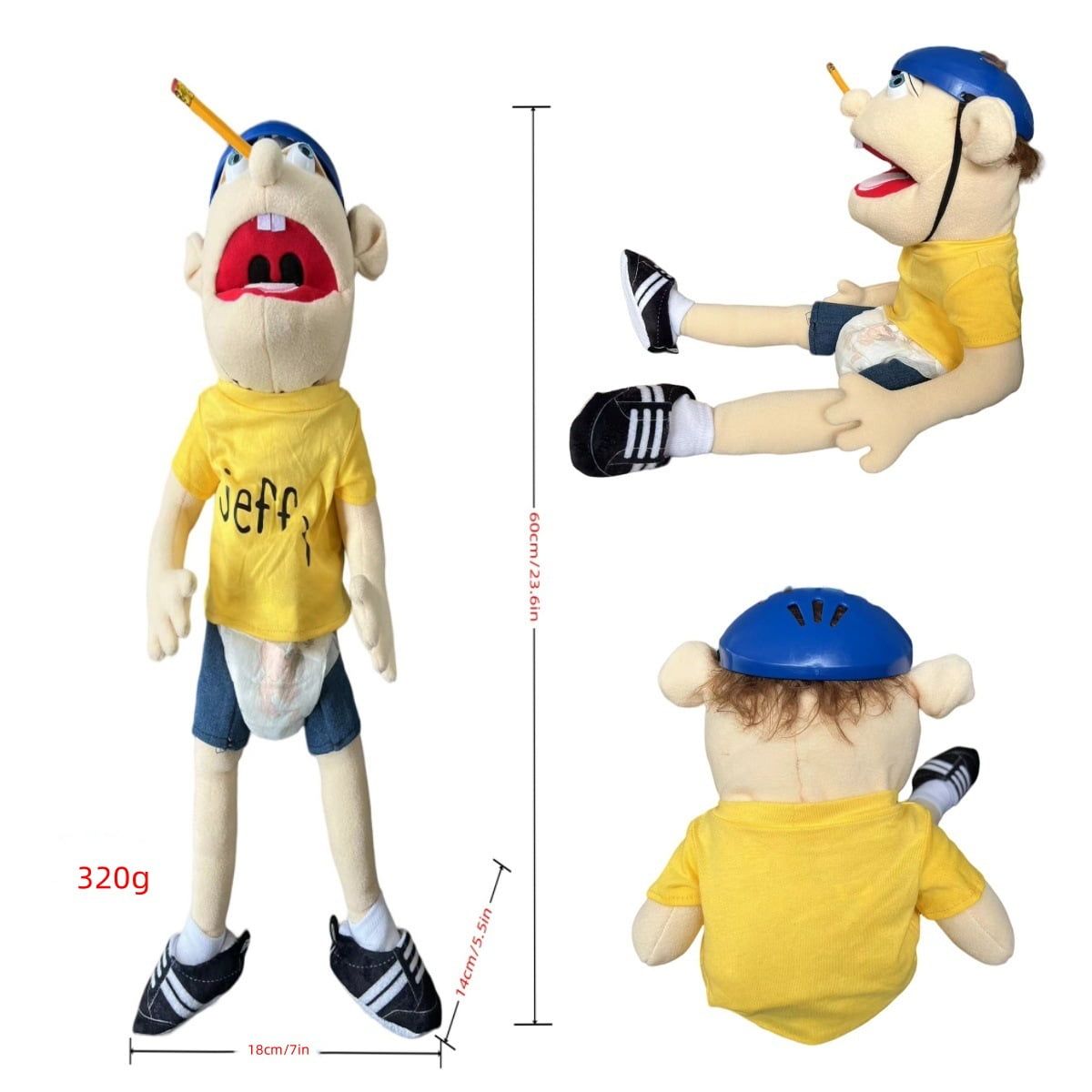 Jeff hand puppet plush toy funny open mouth boy interactive doll doll ...