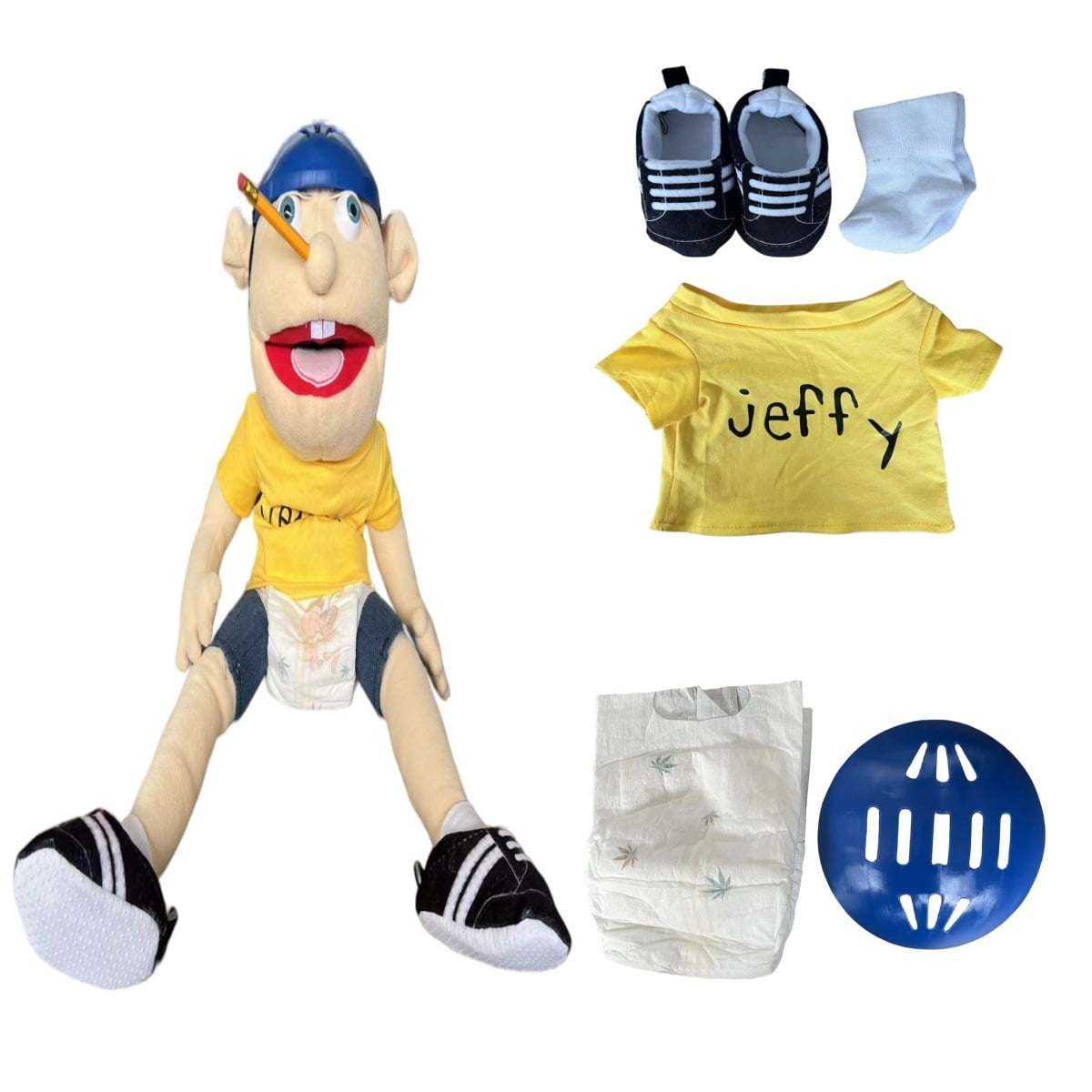 Jeff's Plush Toy with Funny Mouth Opening, Interactive Boy Doll ...