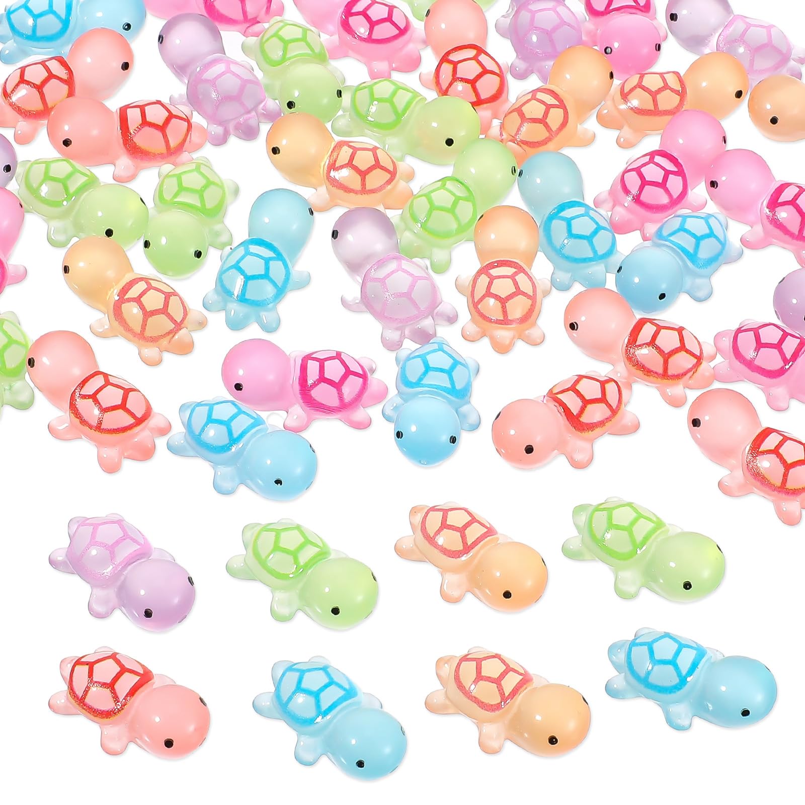 Jeffdad 50PCS Mini Luminous Resin Turtles, Miniature Sea Turtle ...