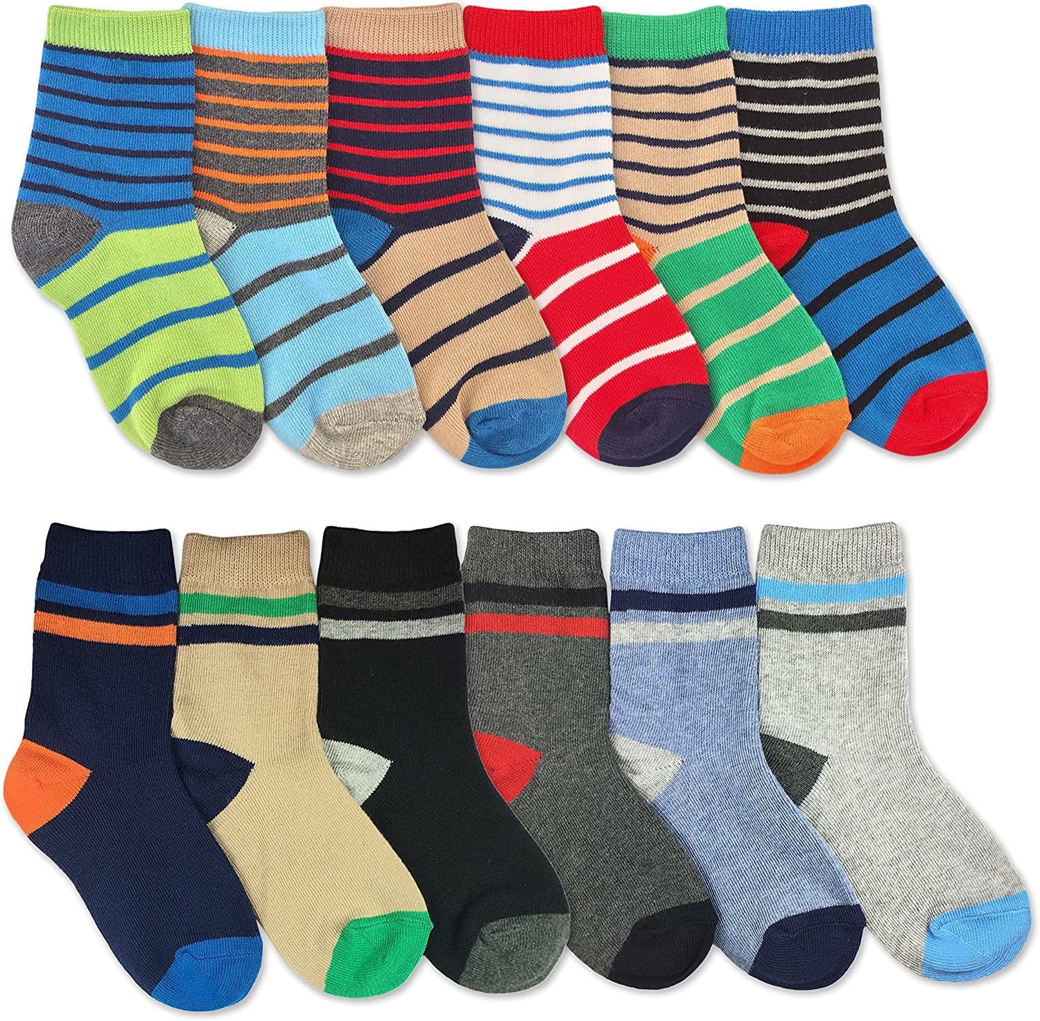 Jefferies Socks Boys Multicolor Stripes Fashion Dress Crew Socks 12 ...
