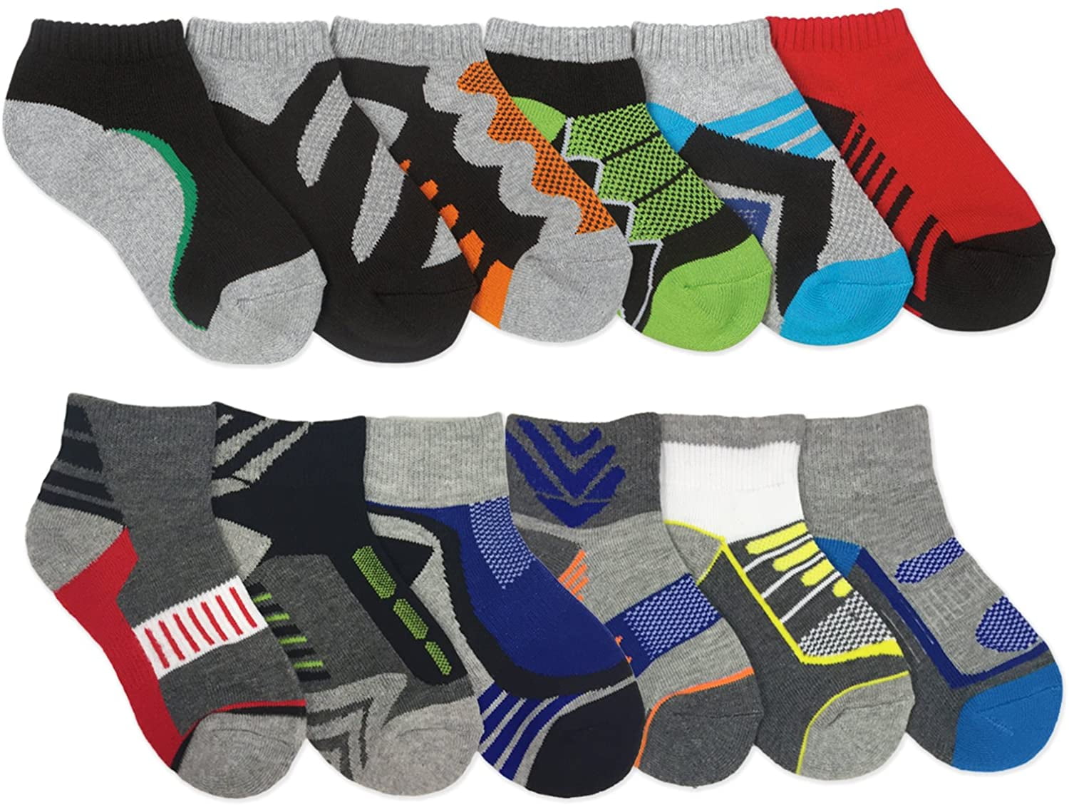Jefferies Socks Boys Sport Performance Low Cut & Quarter Socks 12 Pair ...