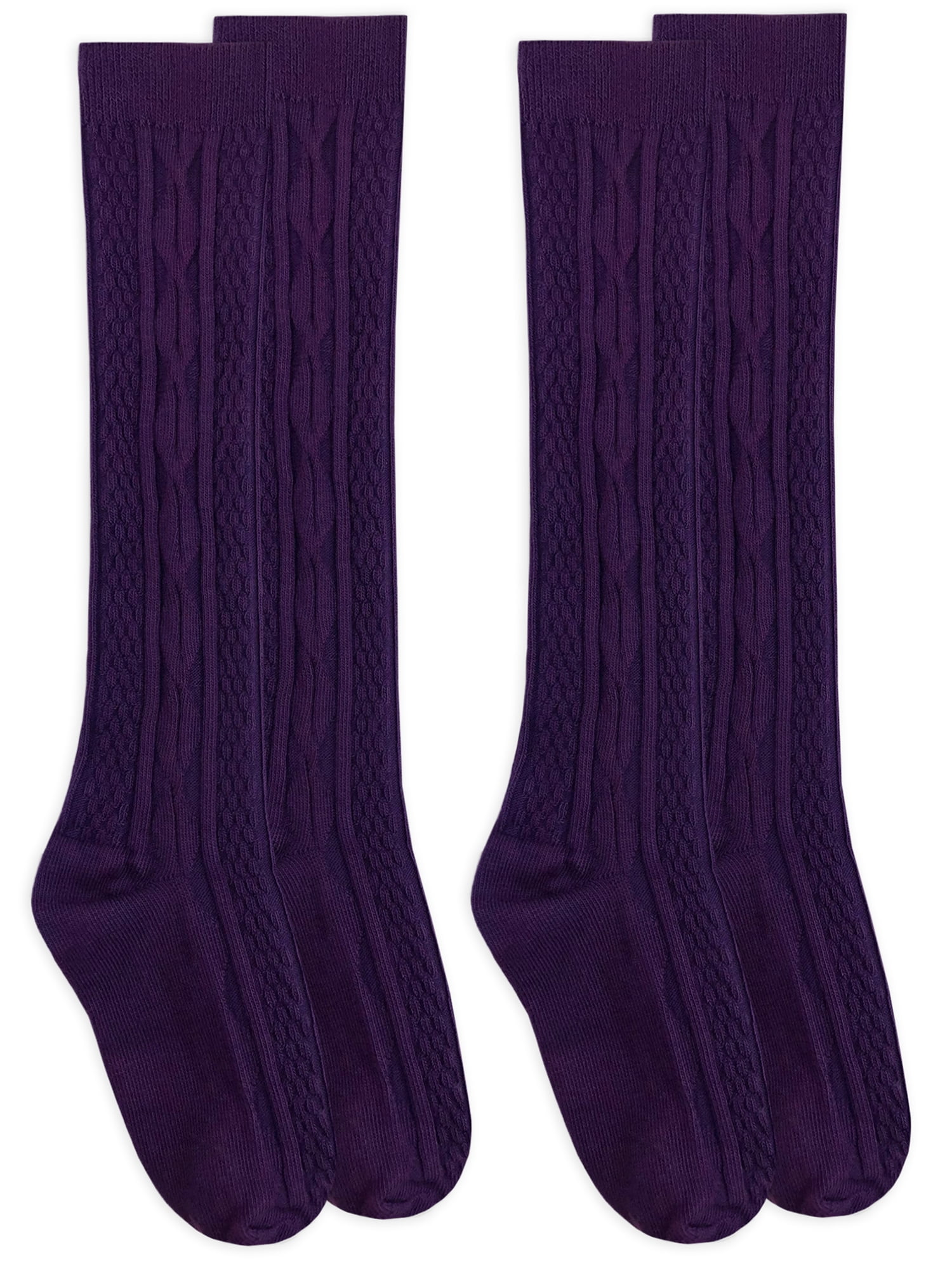 Jefferies Socks Girls Knee High Cable Knit Socks 2-Pack XS-M Casual ...