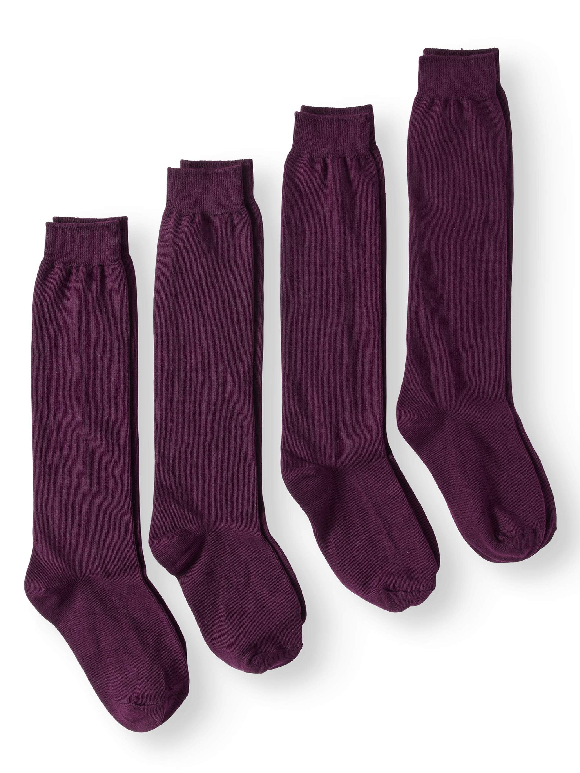 Jefferies Socks Girls Knee High School Uniform Socks 4-Pack, Sizes 4-14 ...