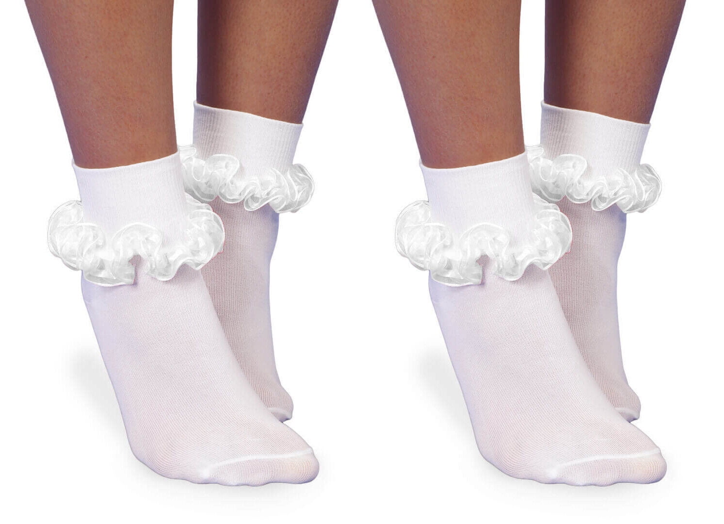 Jefferies Socks Girls Seamless Sheer Ribbon Tutu Trim Turn Cuff Socks 2 ...