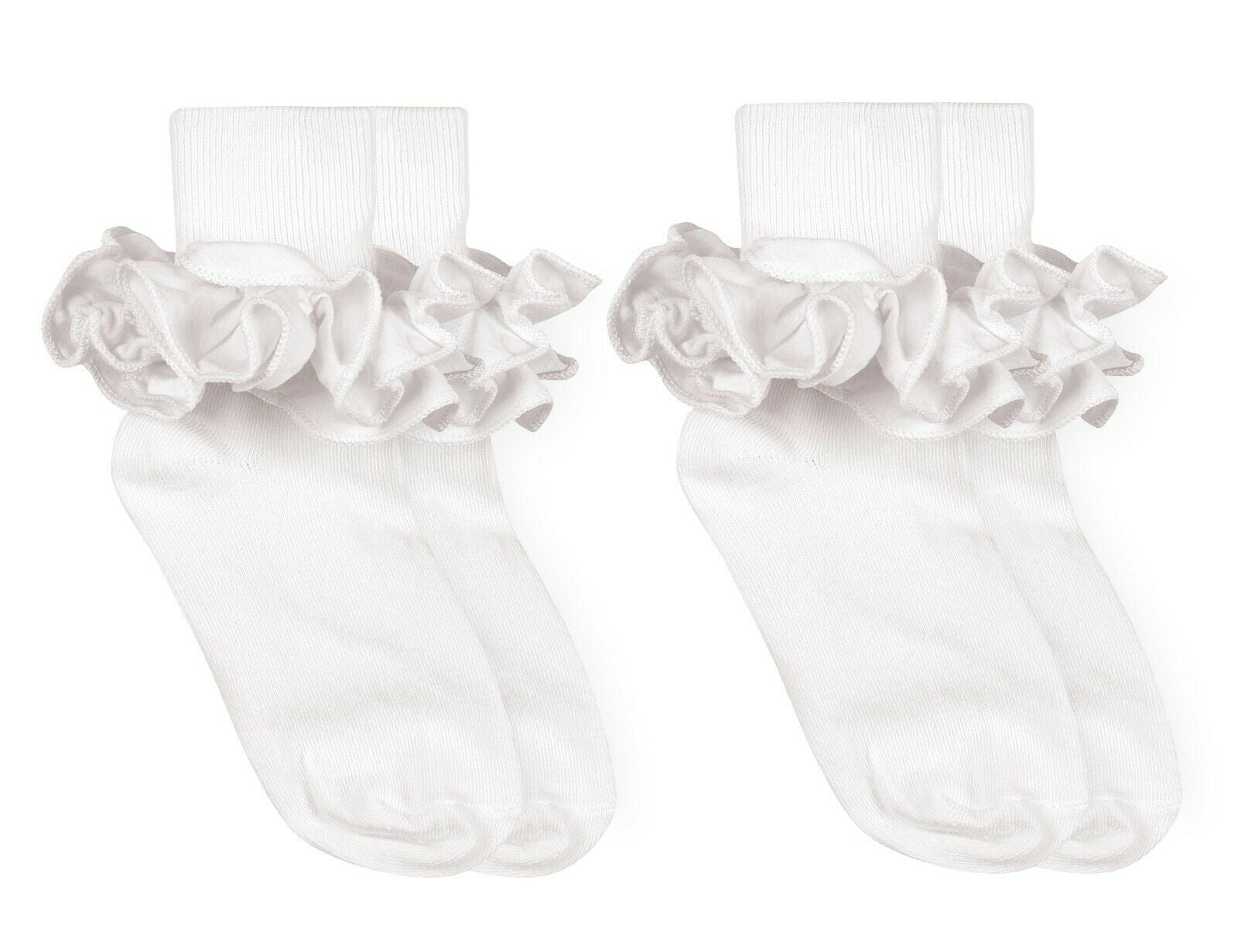 Jefferies Socks Girls Socks, 2 Pair Misty Ruffle Turn Cuff Cotton Socks ...