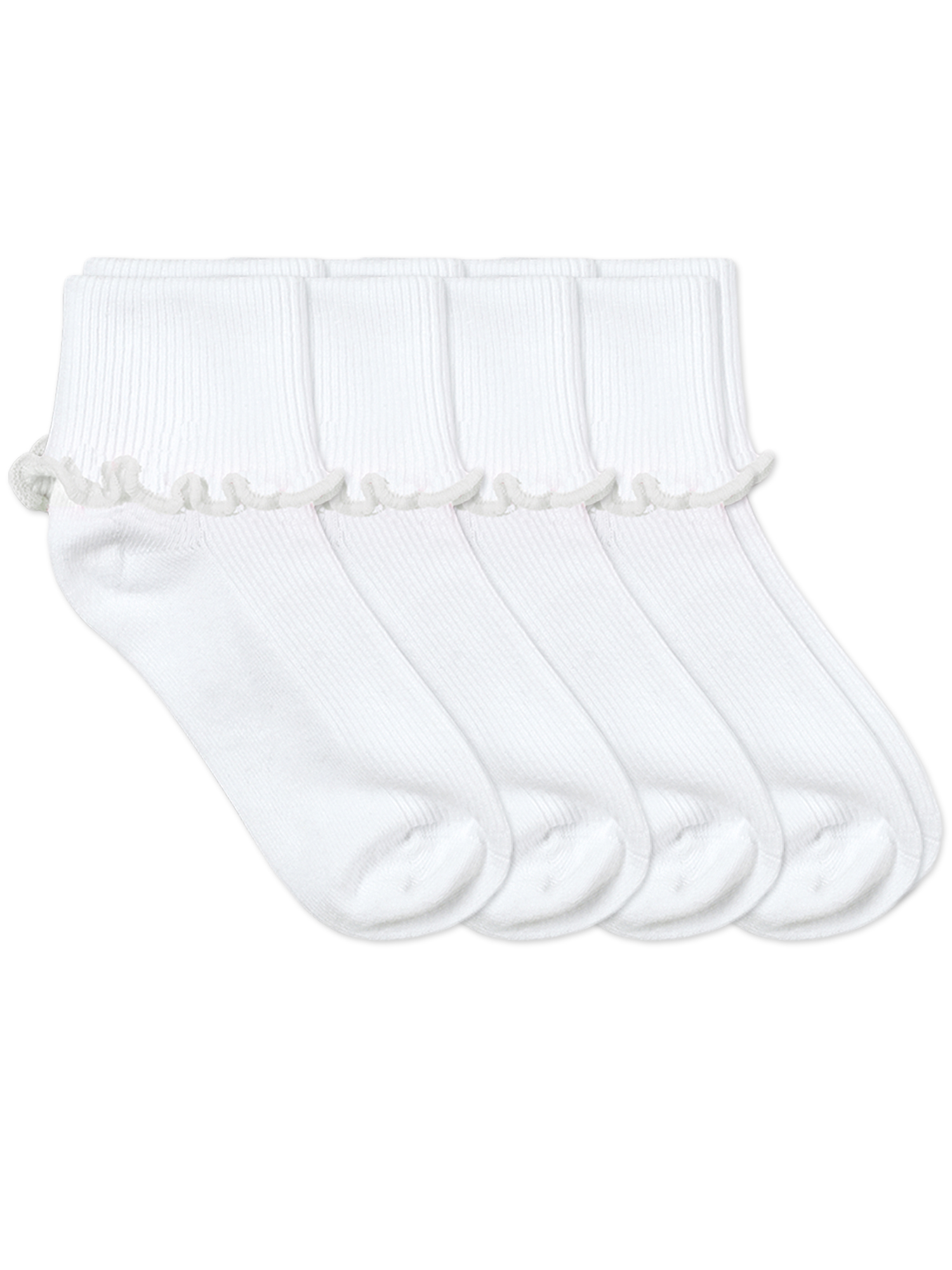 Jefferies Socks Girls Socks, 4 Pairs Ripple Edge Trim Smooth Toe Turn ...