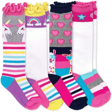 Jefferies Socks Girls Socks, 3 Packs Rainbow Pattern Cotton Knee High ...