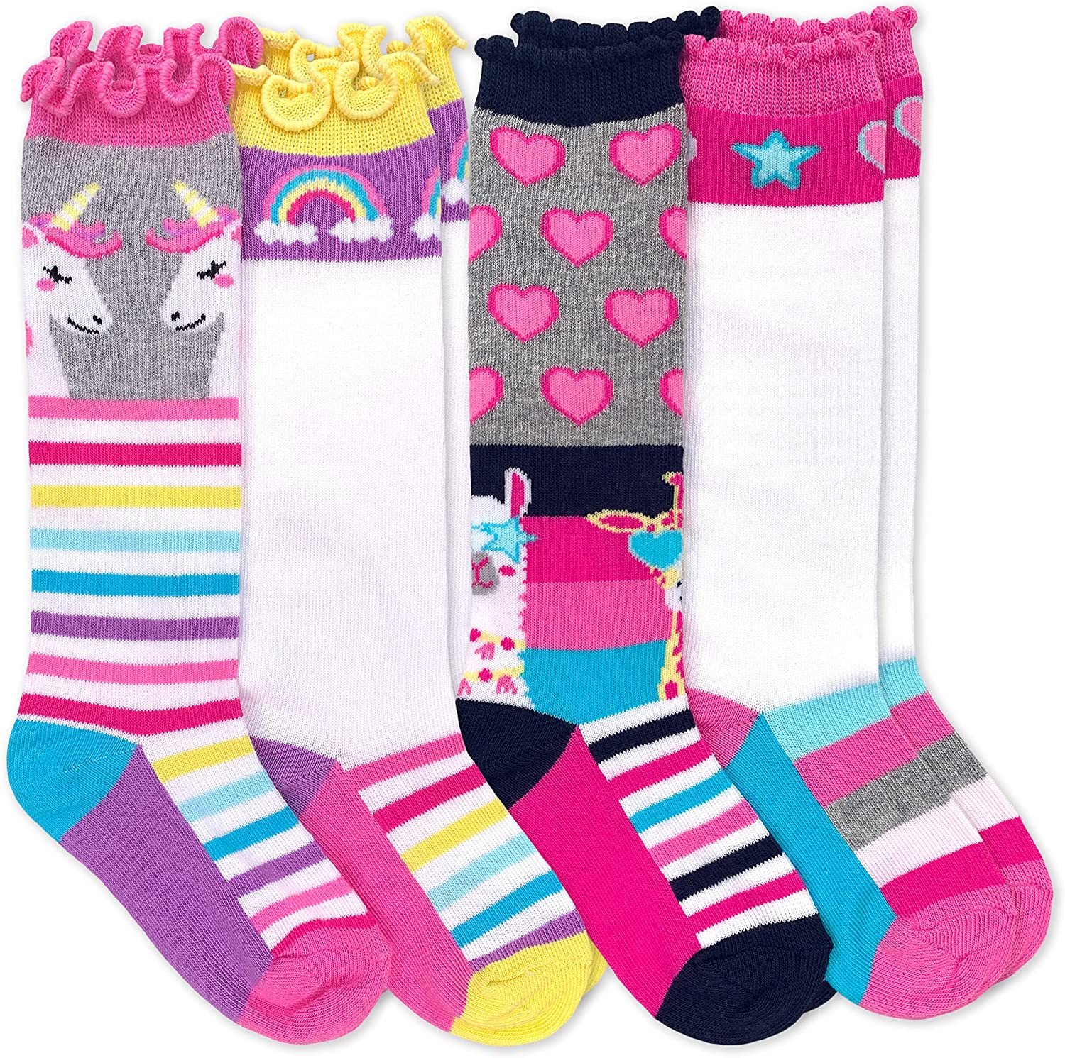3 Pairs Neon Rainbow Stripe Knee High Socks Size 9-11 Fashion Bright ...