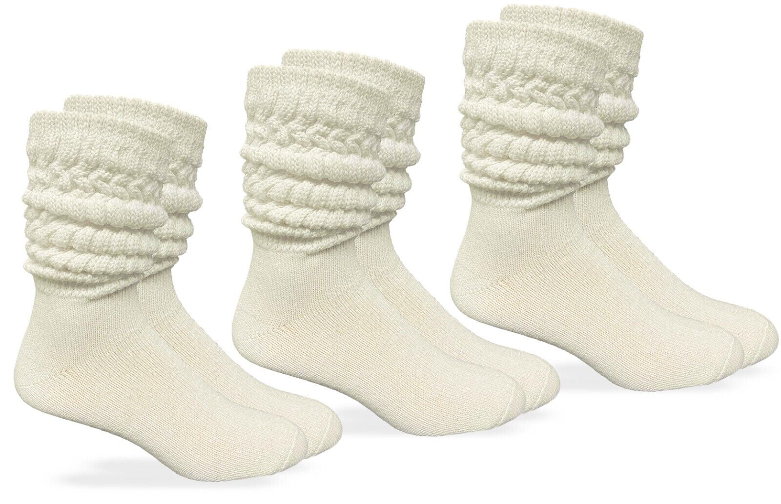 Jefferies Socks Mens Slouch Thick Heavy Cotton Knit Crew Socks 3 Pair ...