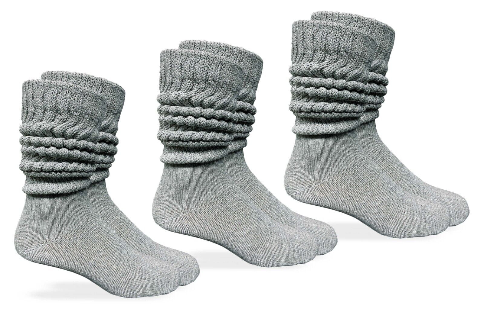 Jefferies Socks Mens Slouch Thick Heavy Cotton Knit Crew Socks 3 Pair ...
