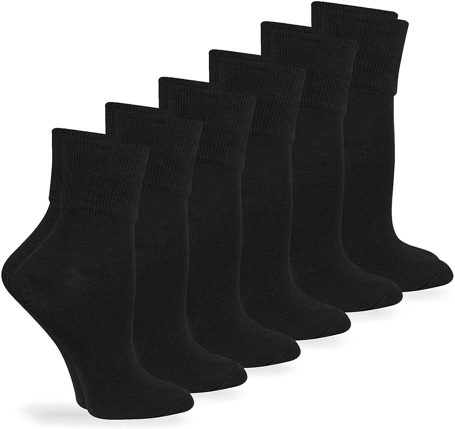 Jefferies Socks Womens Organic Cotton Seamless Turn Cuff Socks, 6 Pair ...