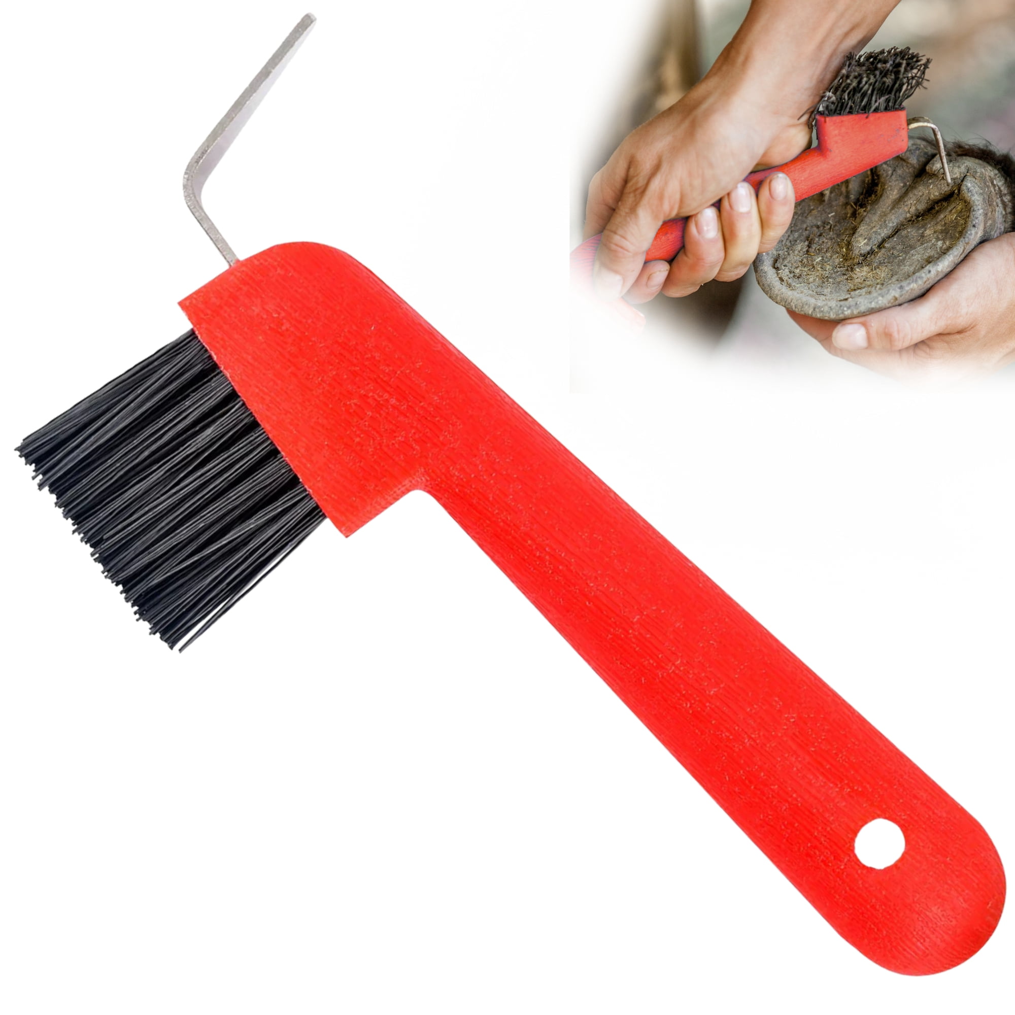 Jeffers Equine Hoof Pick & Brush for Horses, Red – Durable Grooming ...