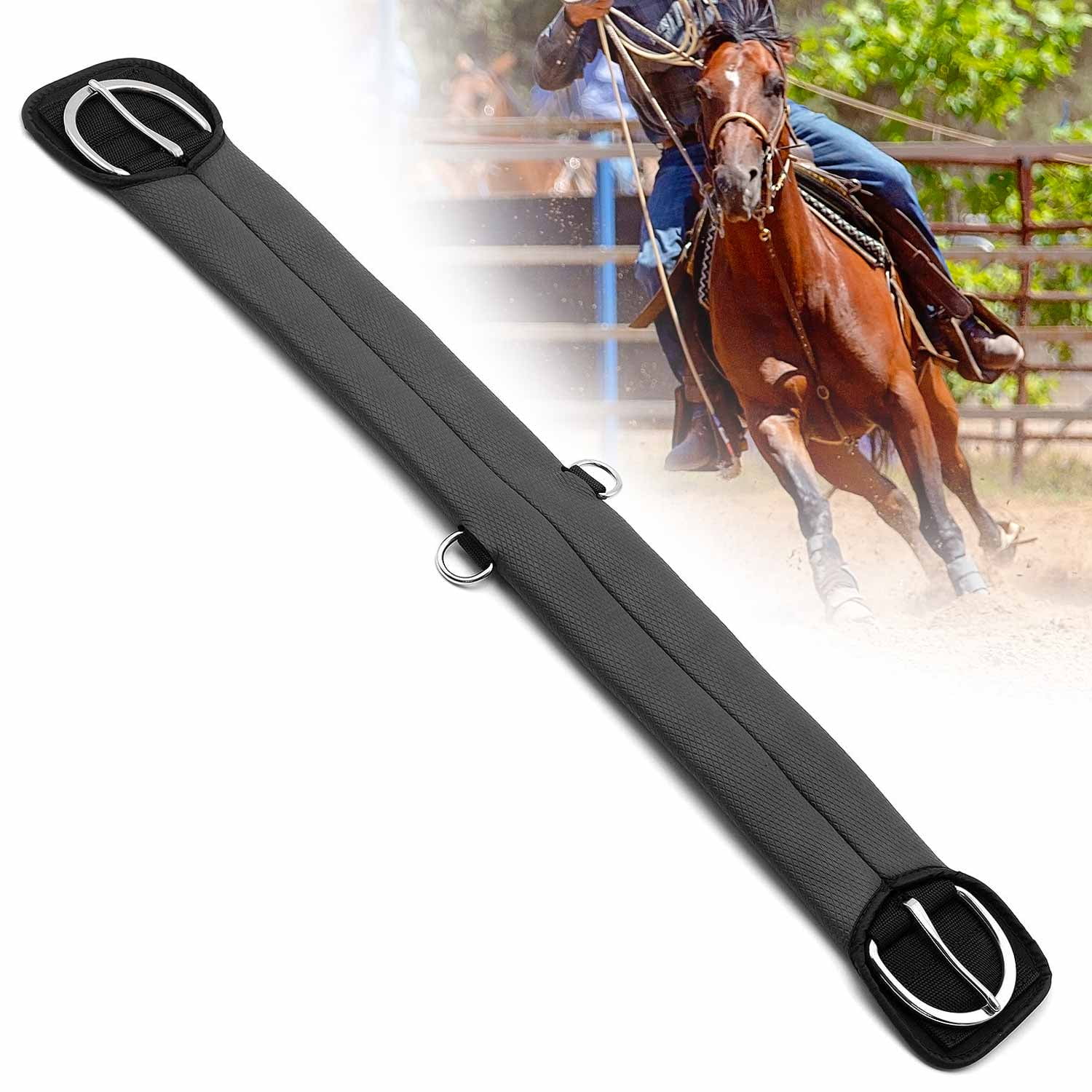 Jeffers Equine Western PVC Straight Cinch – Black Horse Girth for ...