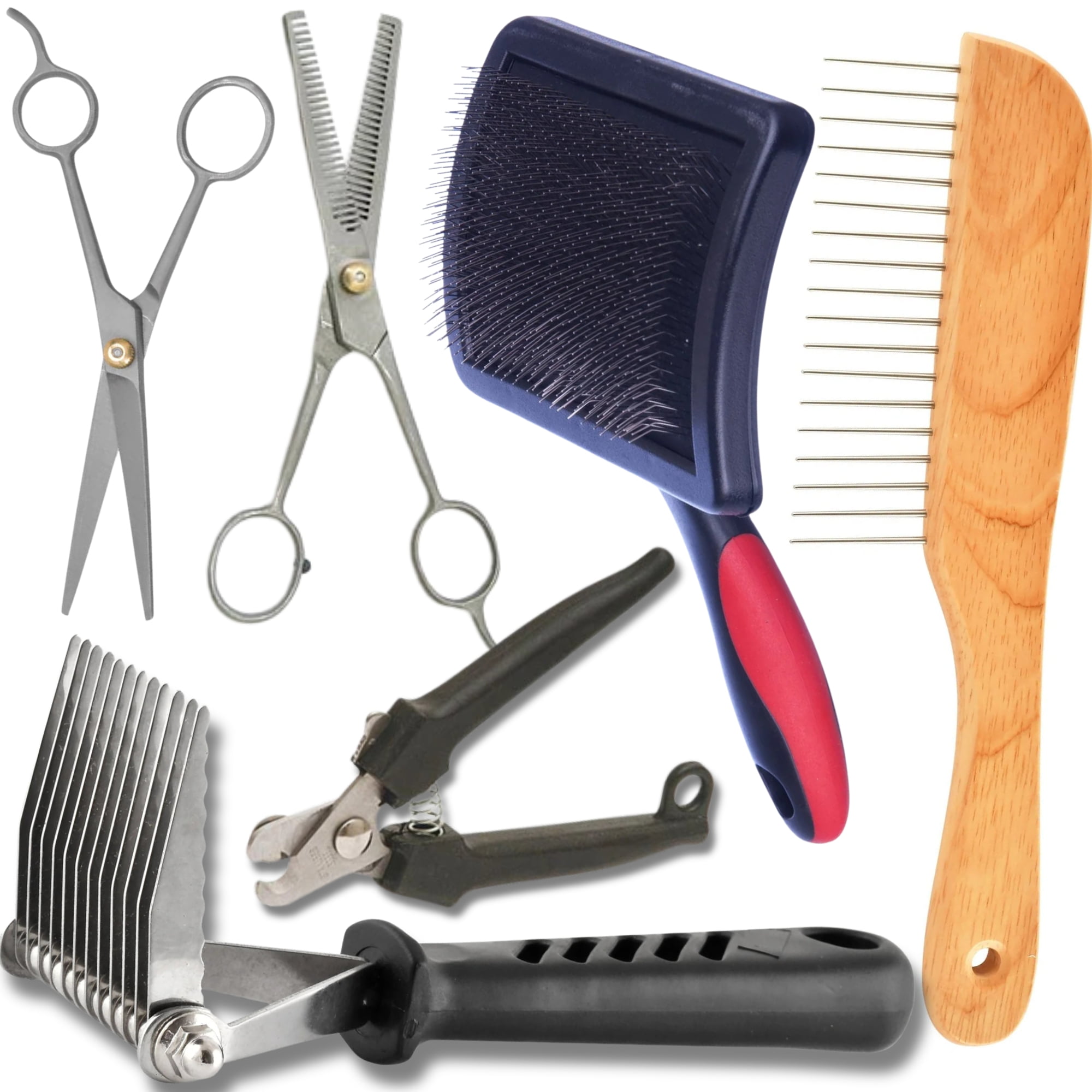 Jeffers Grooming Tools for Pets, 6pc Kit – Nail Clipper, Dematting Rake ...