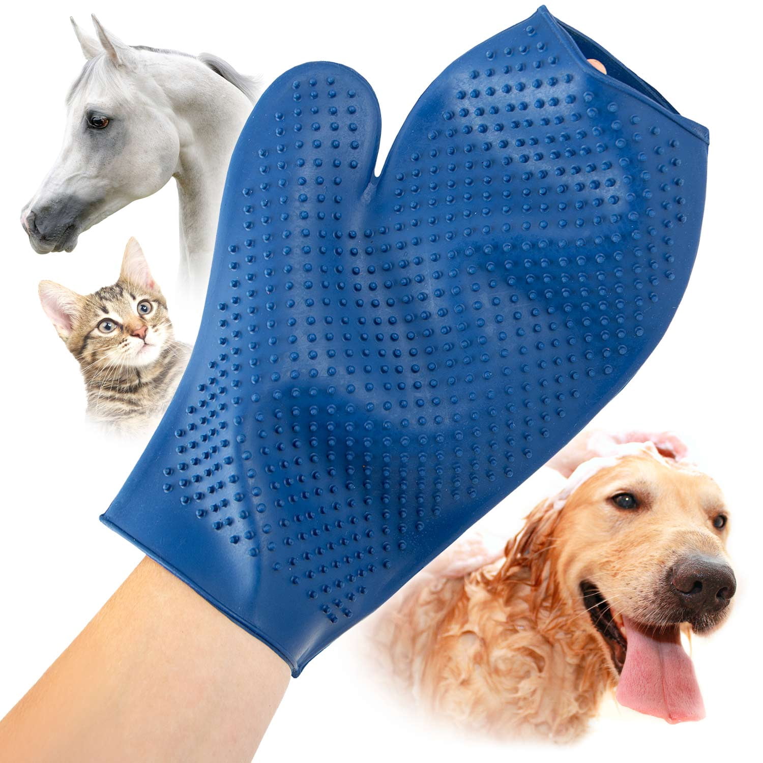 Jeffers Groomit Rubber Grooming Glove - Blue - Walmart.com