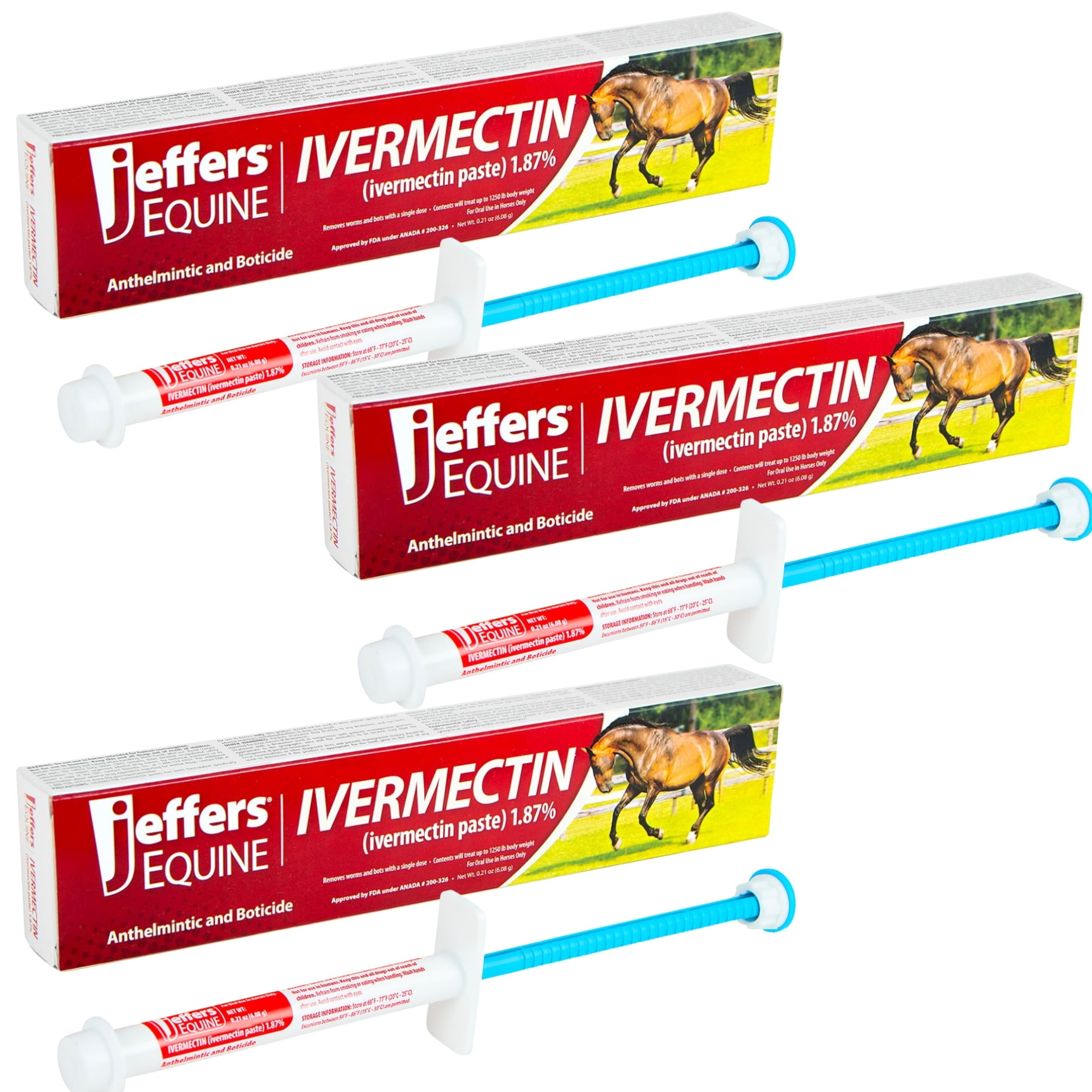 Jeffers Ivermectin Gel Dewormer for Horses - Apple Flavored, Broad ...