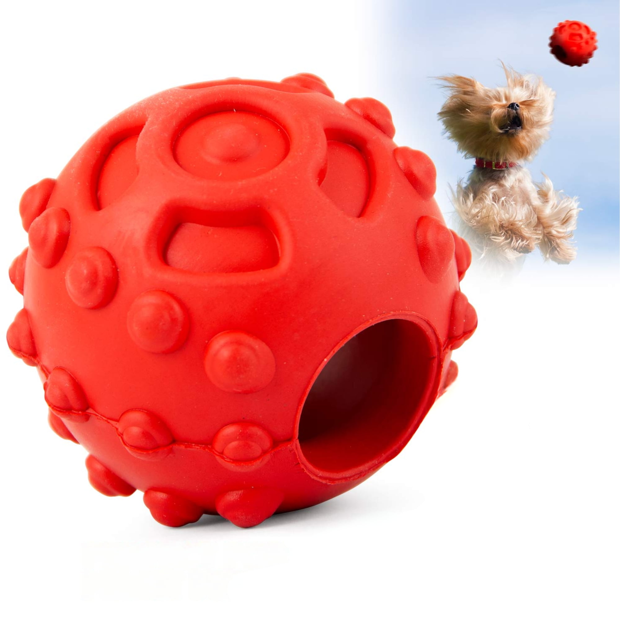 Jeffers Natural Rubber Dog Chew Toy Small Red Hollow Ball – Durable ...