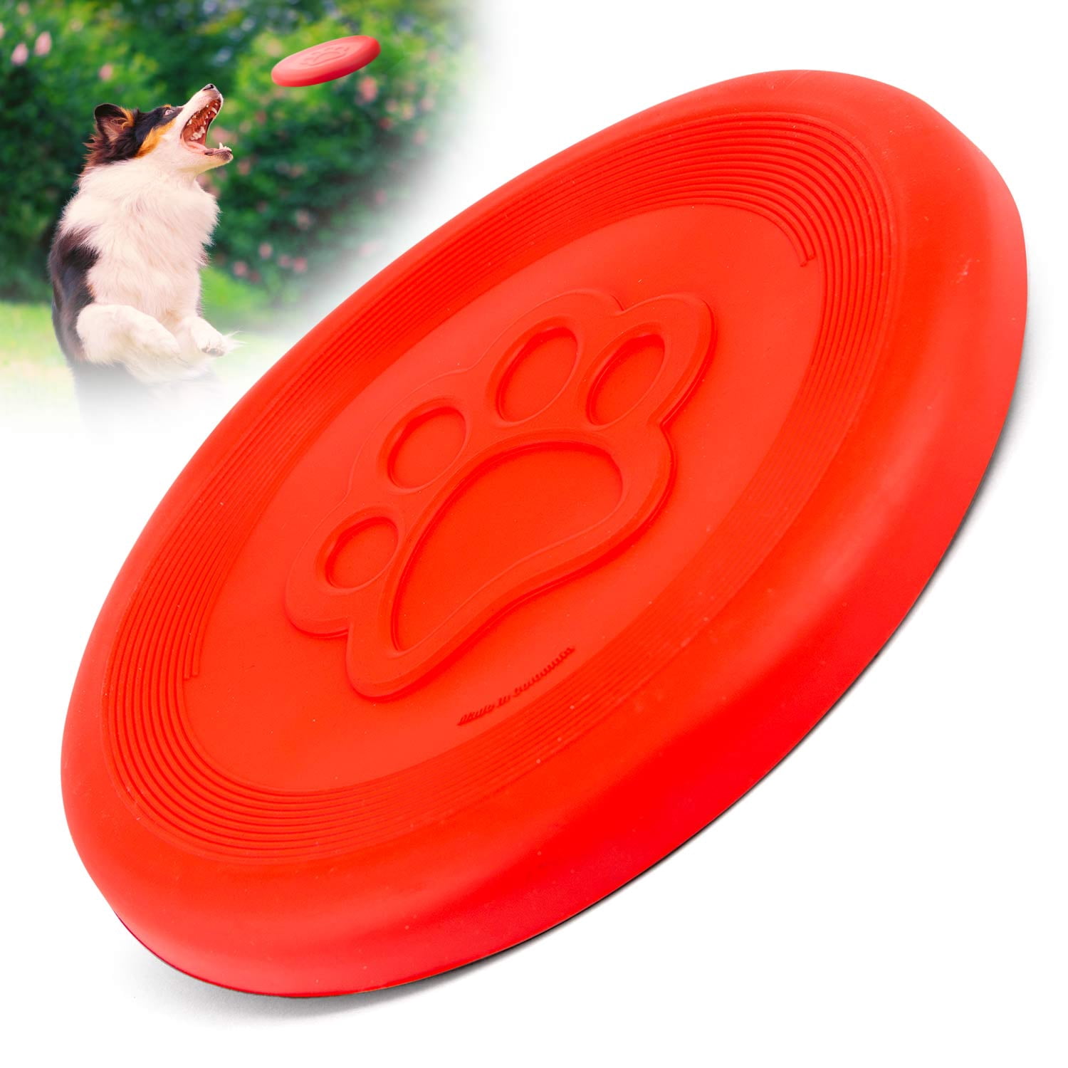 Jeffers Natural Rubber Dog Chew Toy Small Red Paw Frisbee – Durable ...