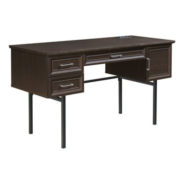 OSP Home Furnishings Aurora Computer Desk with Powder-Coated Black ...