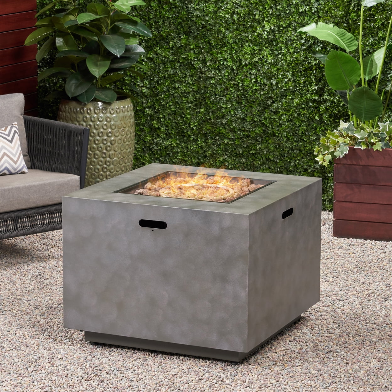 Jefferson Outdoor Square Fire Pit with Tank Holder, Concrete - Walmart.com