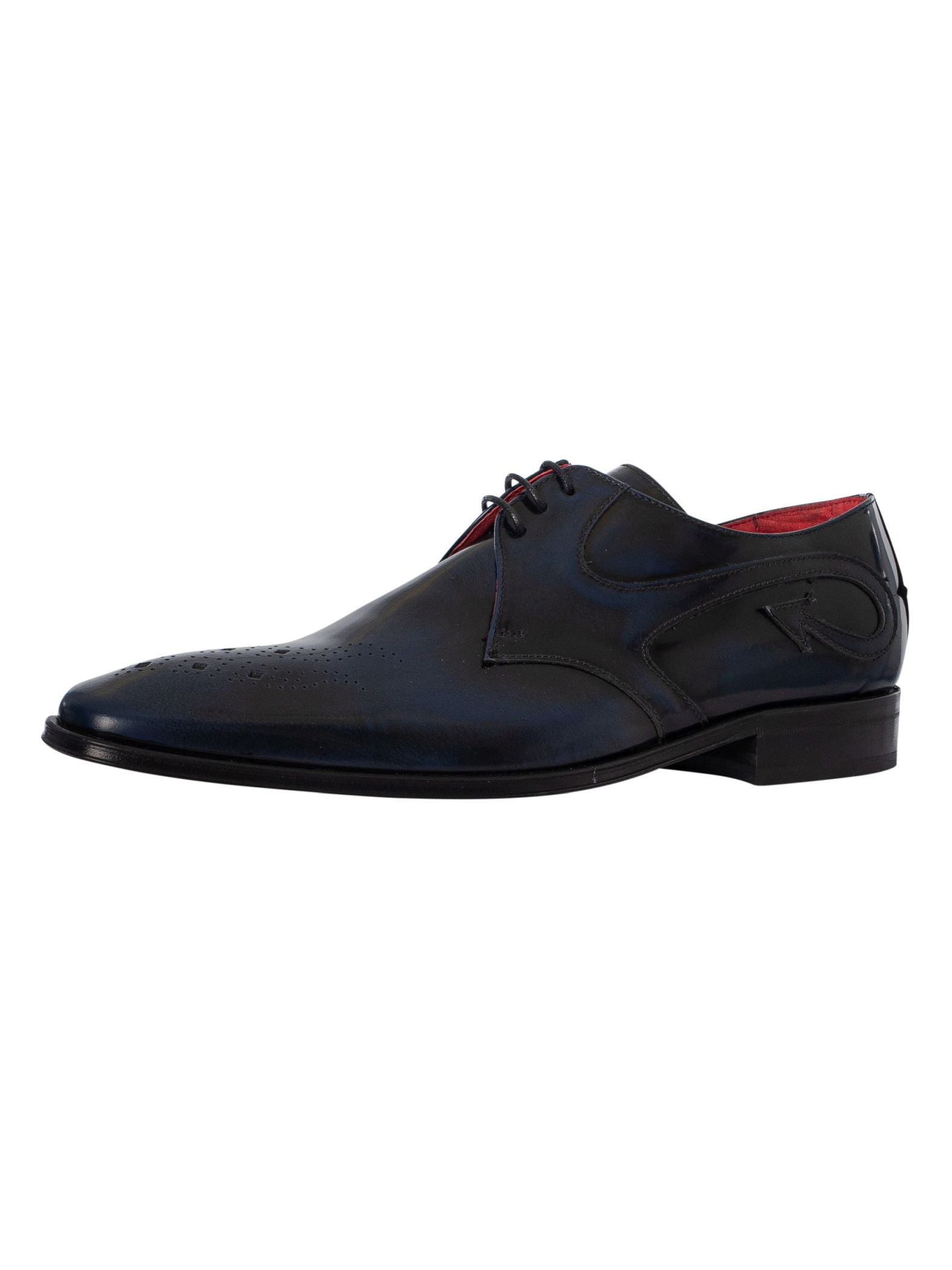 Jeffery West Arrow Derby Polished Leather Shoes, Blue - Walmart.com