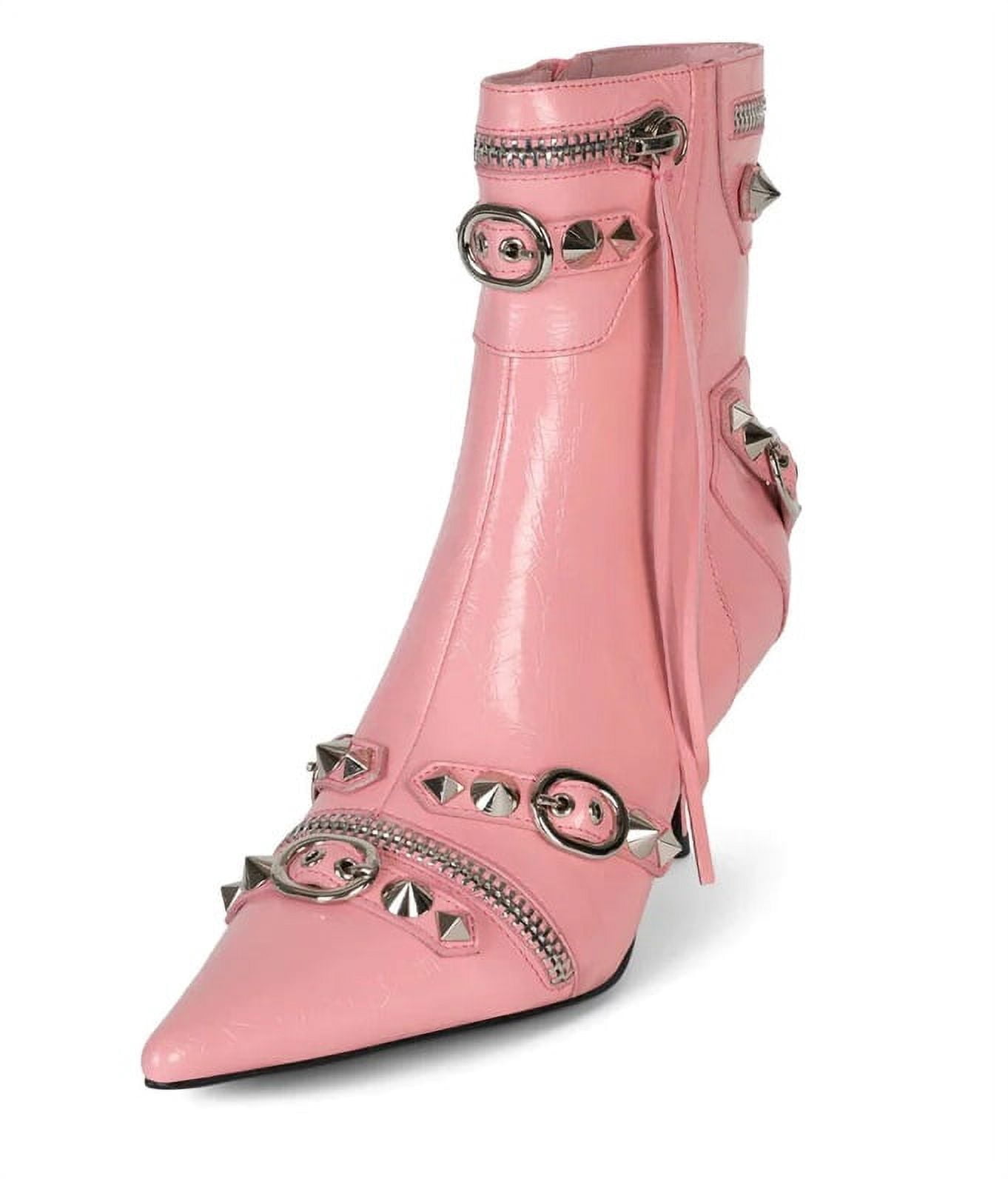 Jeffrey Campbell Alt-Rock Pink Crinkle Silver Kitten Heel Pointy Toe ...