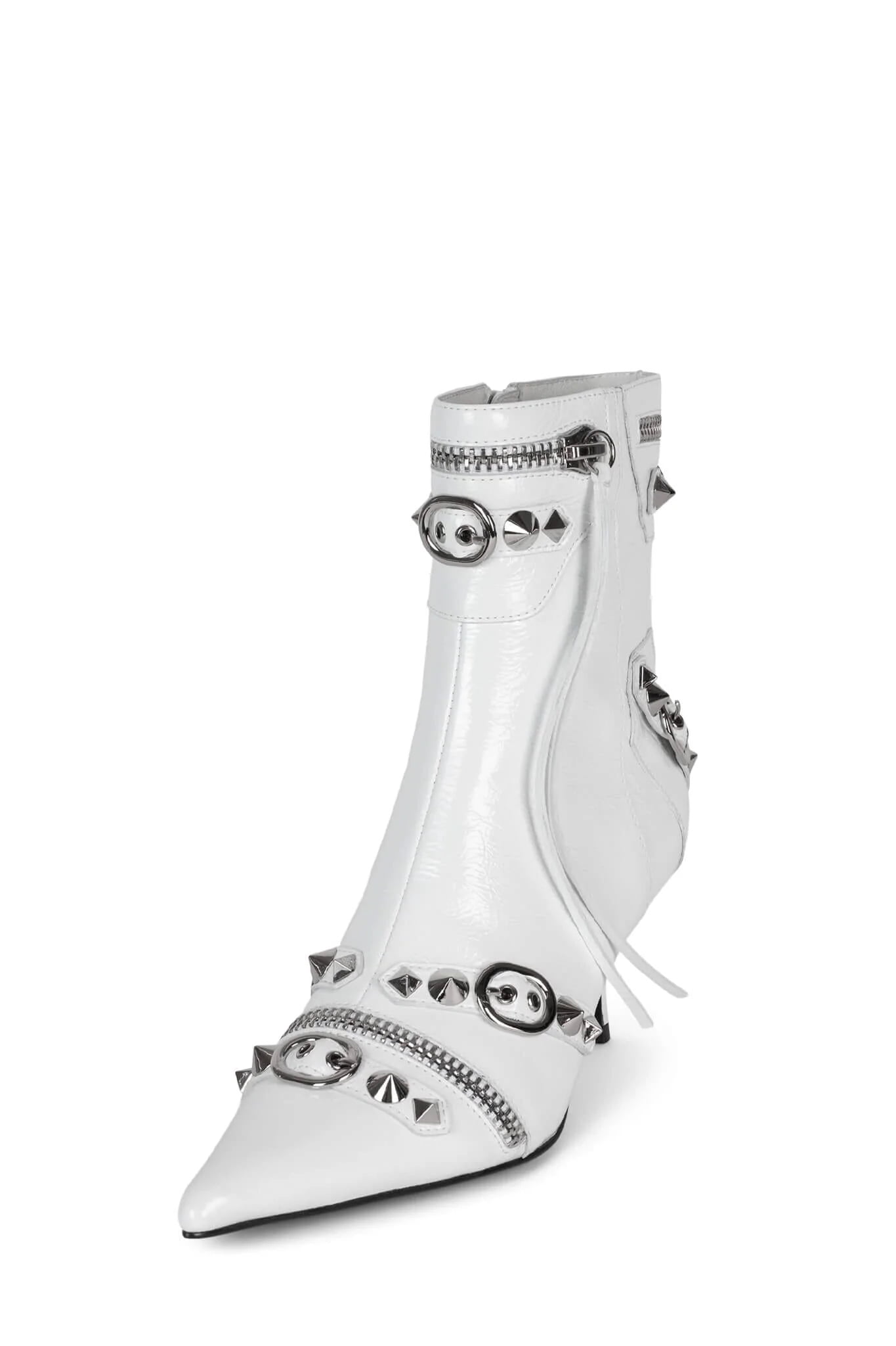 Jeffrey Campbell Alt-Rock White Silver Kitten Heel Pointy Toe Spiky ...