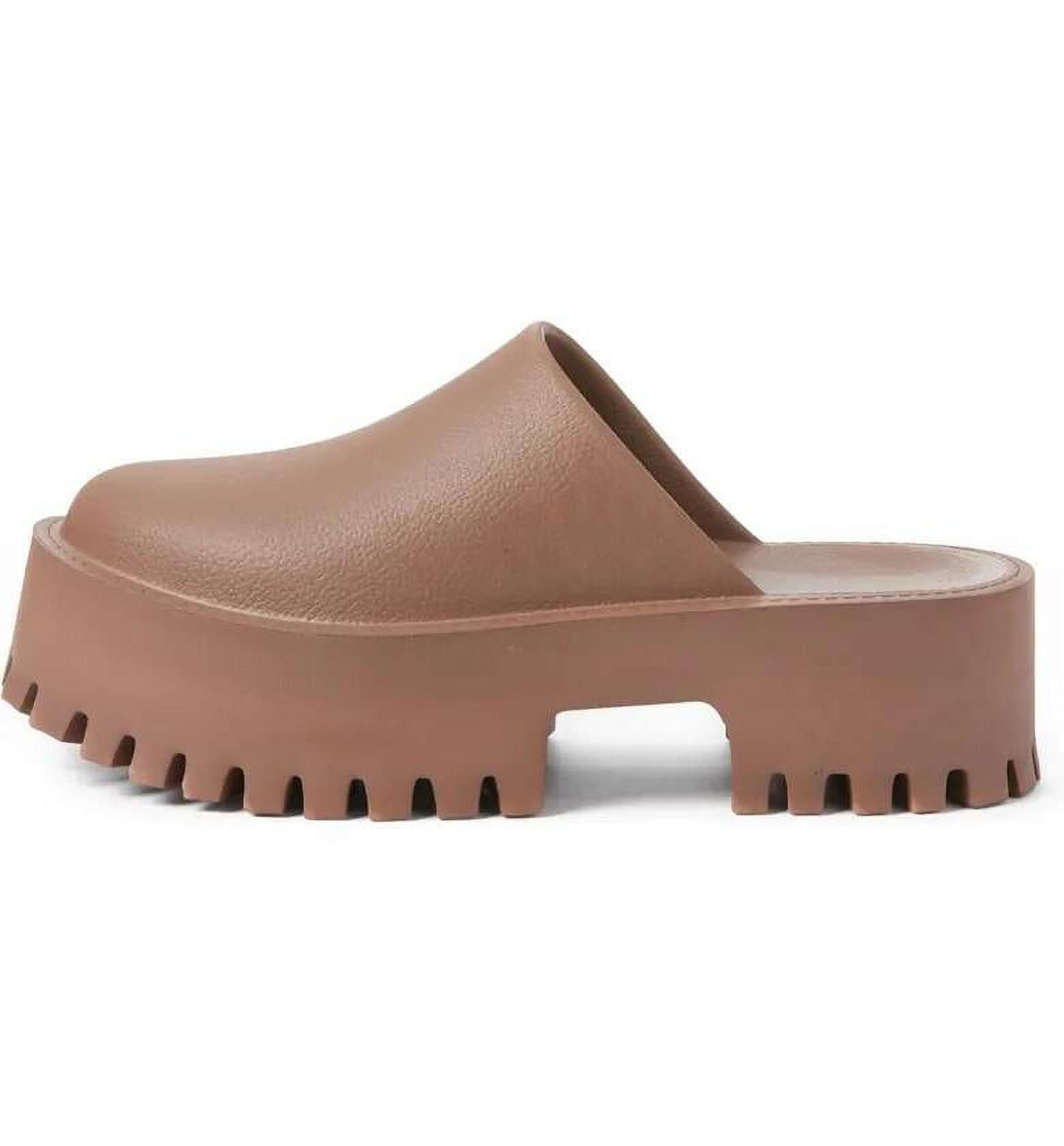 Jeffrey Campbell CLOGGE Brown Chunky Block Heel Slip On Rounded Toe ...