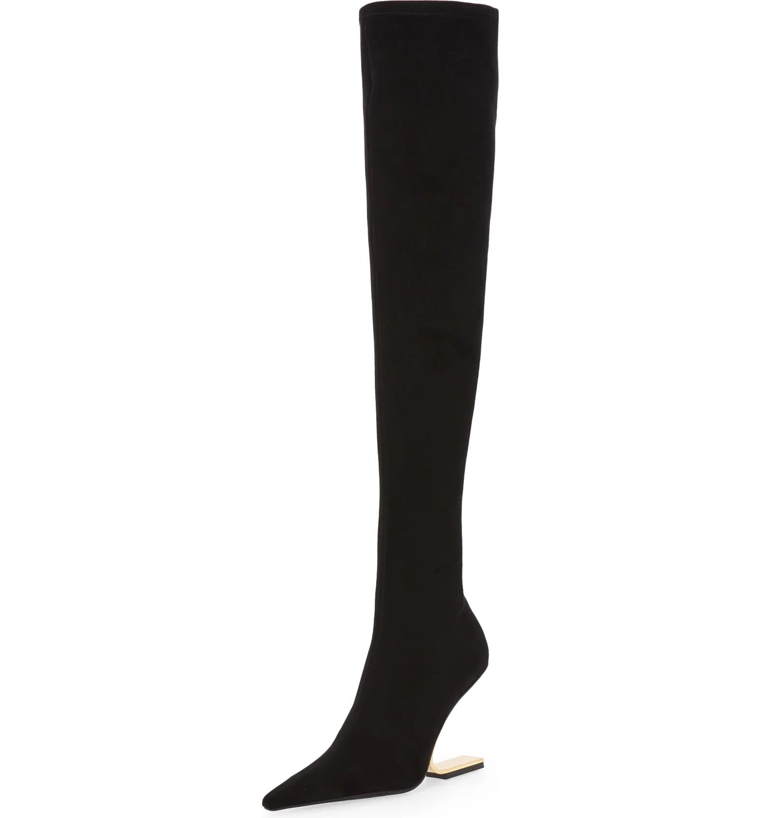 Jeffrey Campbell Compass-OK Black Suede Black Pointed Toe Over the Knee ...