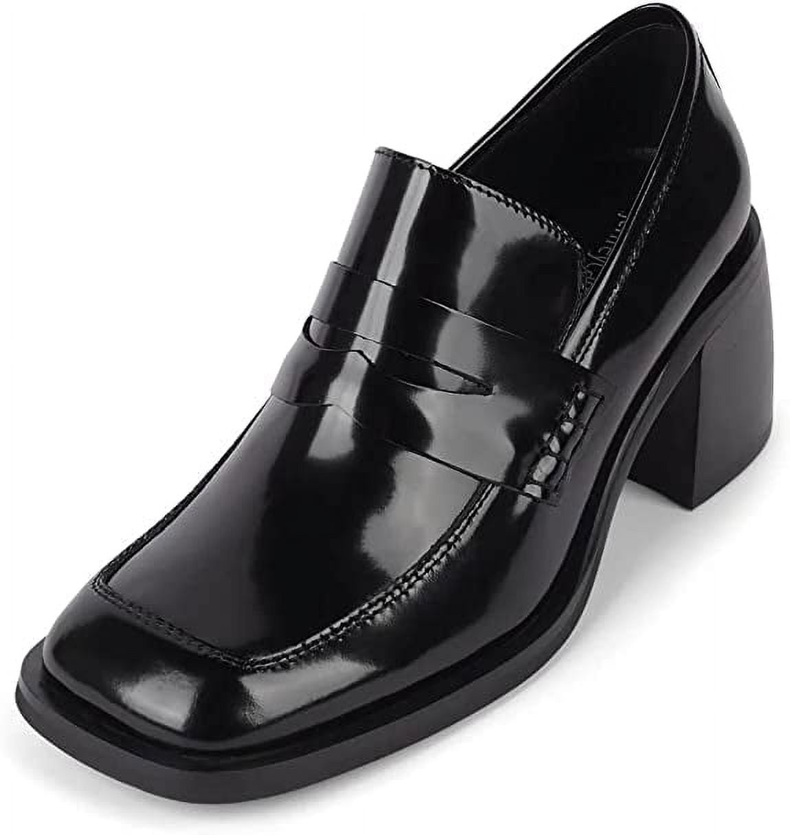 Jeffrey Campbell Ecole Black Box Squared Toe Block Heel Slip On Pump Loafers (Black Box, 7.5 ...