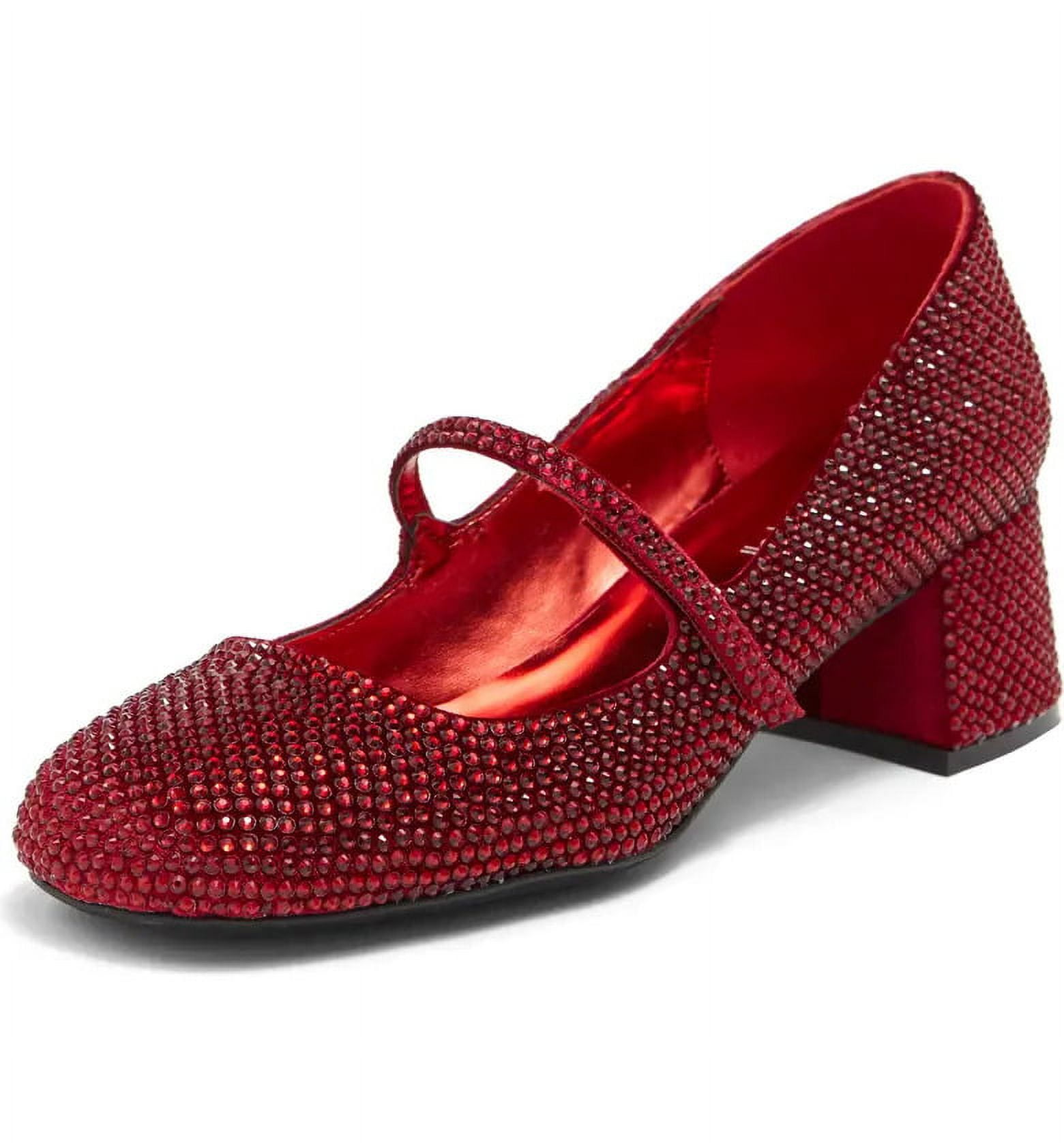 Jeffrey Campbell Regal Red Velvet Combo Embellished Block Heel Squared ...