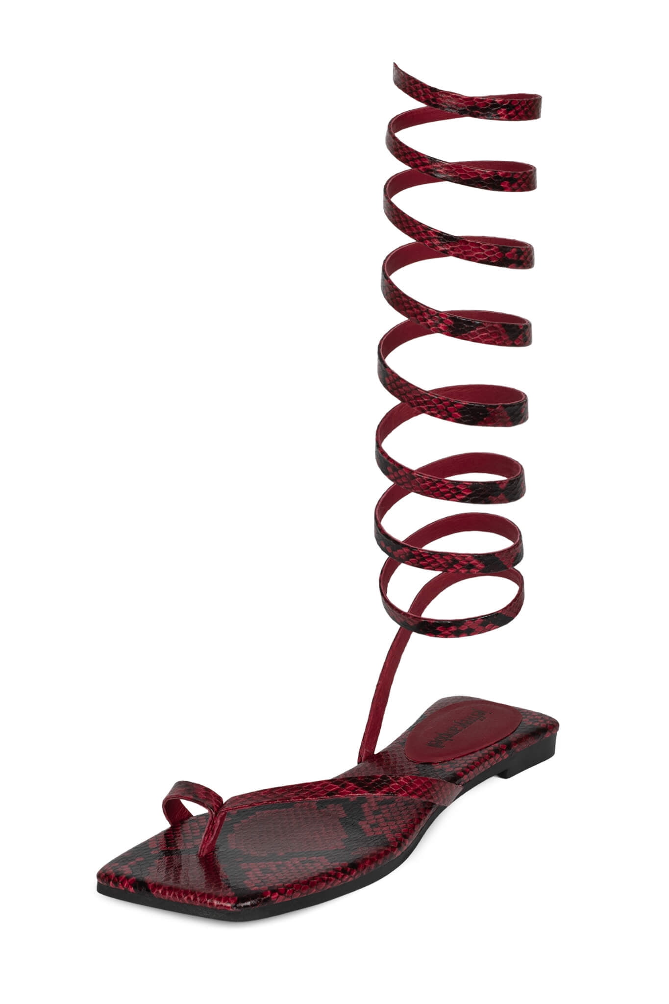 Jeffrey Campbell Slinky Red Black Snake Squared Toe Snake Printed Flat ...