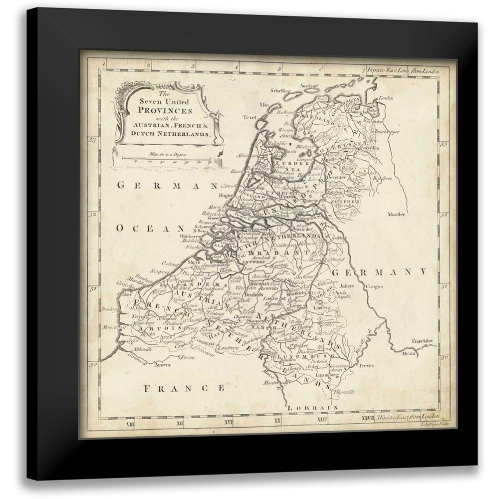 Jeffreys, T. 15x15 Black Modern Framed Museum Art Print Titled - Map of ...
