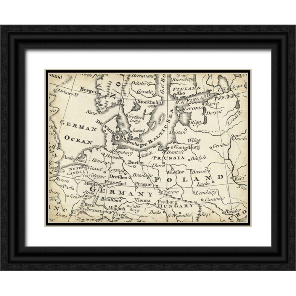 Jeffreys, T. 18x15 Black Ornate Wood Framed with Double Matting Museum ...