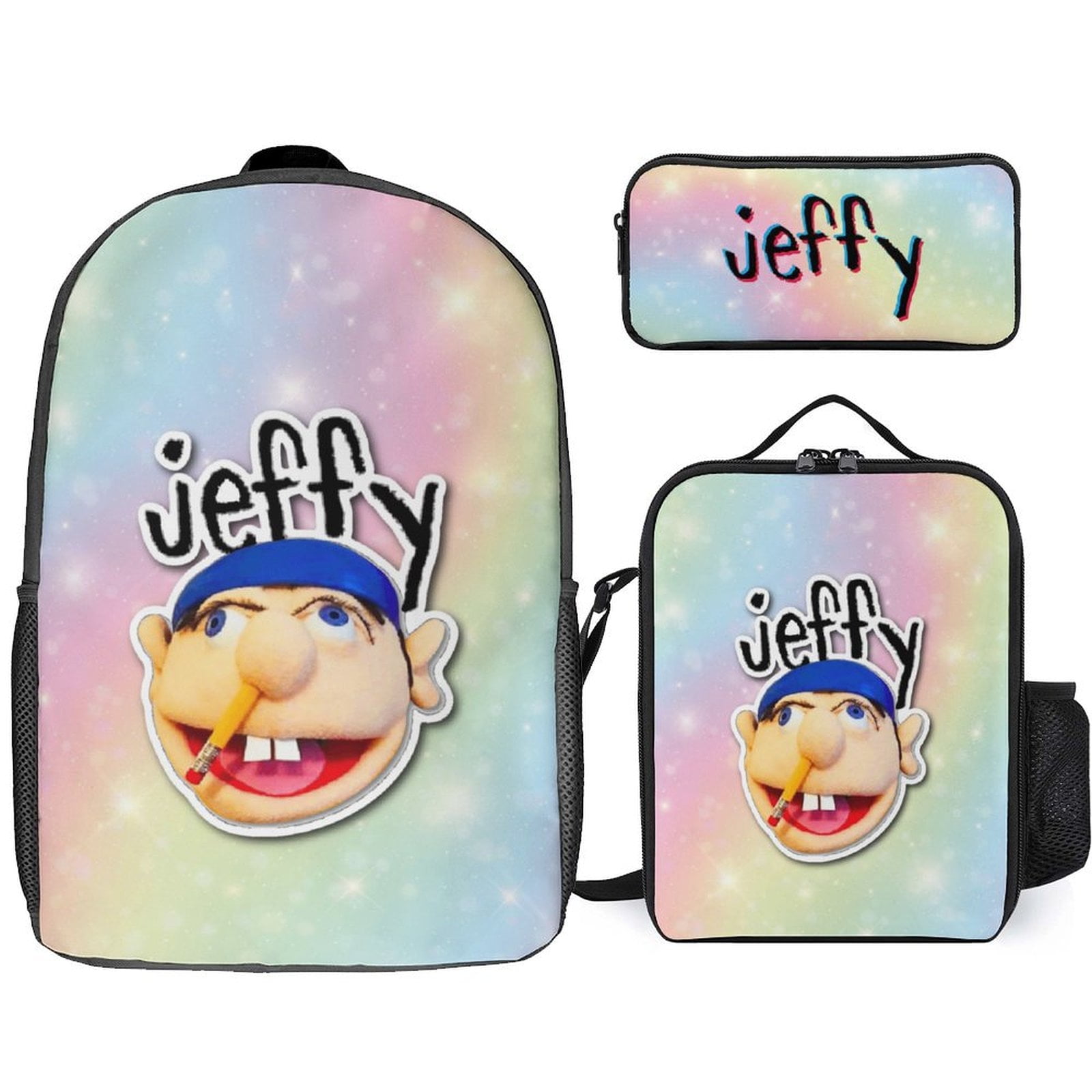 Jeffy And Mario Jeffy And Mario 3 Piece Set, 17 Inch Backpack, Lunch ...