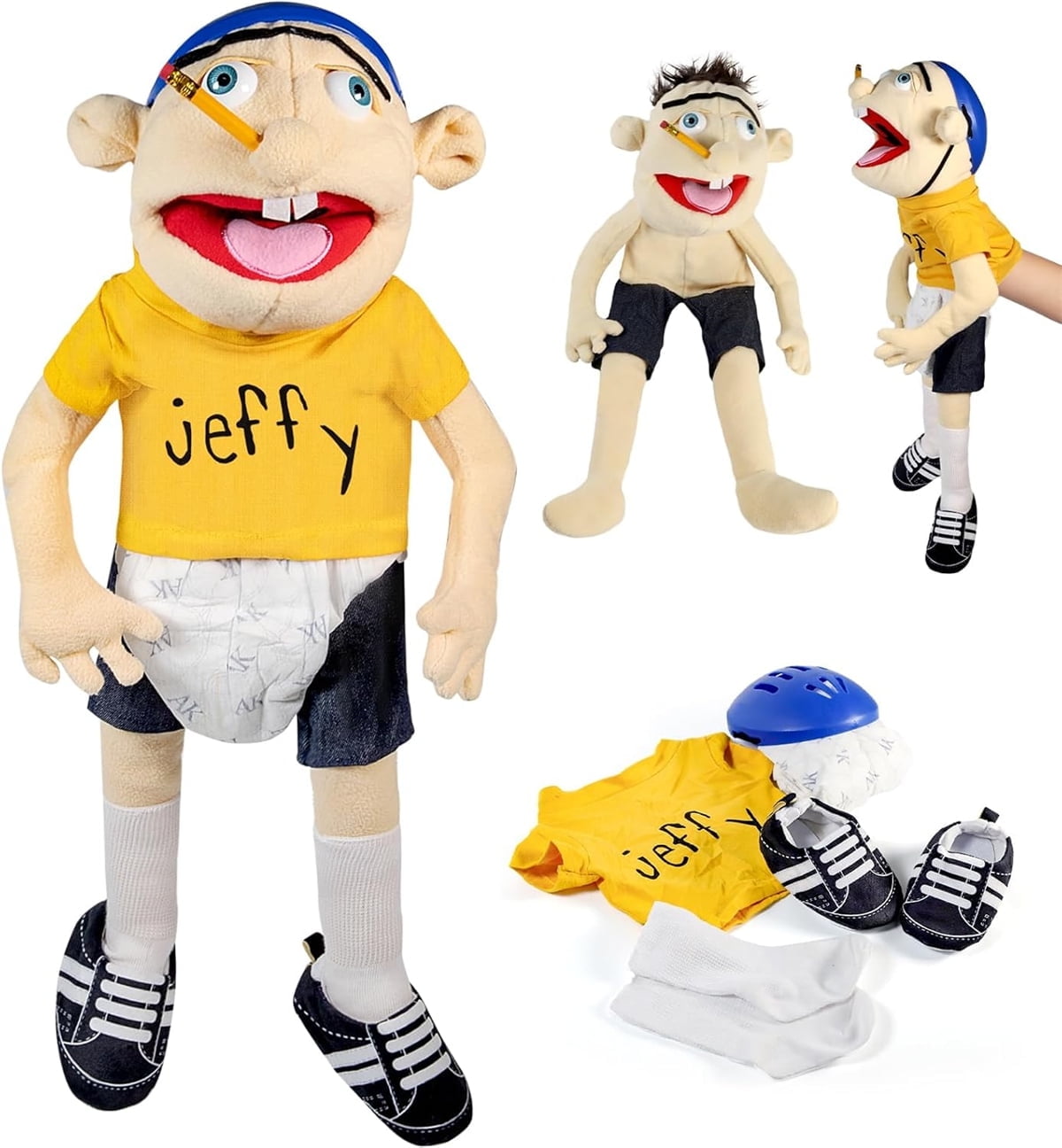 Jeffy Hand Puppet Plush Toy Funny Puppets with Working Mouth 60cm Hand ...