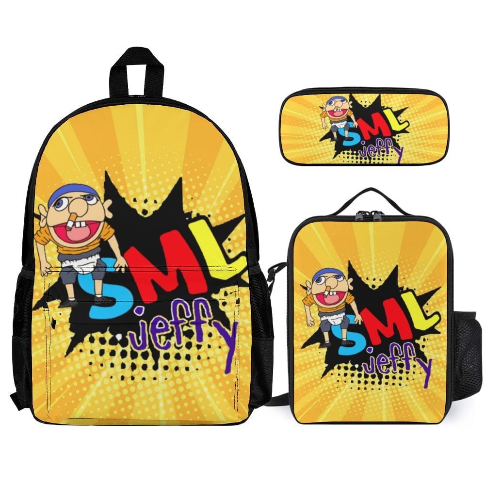Jeffy Puppet SML Backpack 3 Pieces Set With Pencil Case Lunch Bag ...