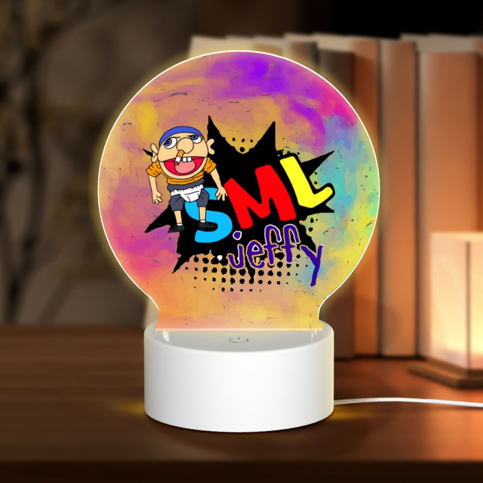 Jeffy Puppet SML Round Acrylic Night Light Decoration USB Cable LED ...