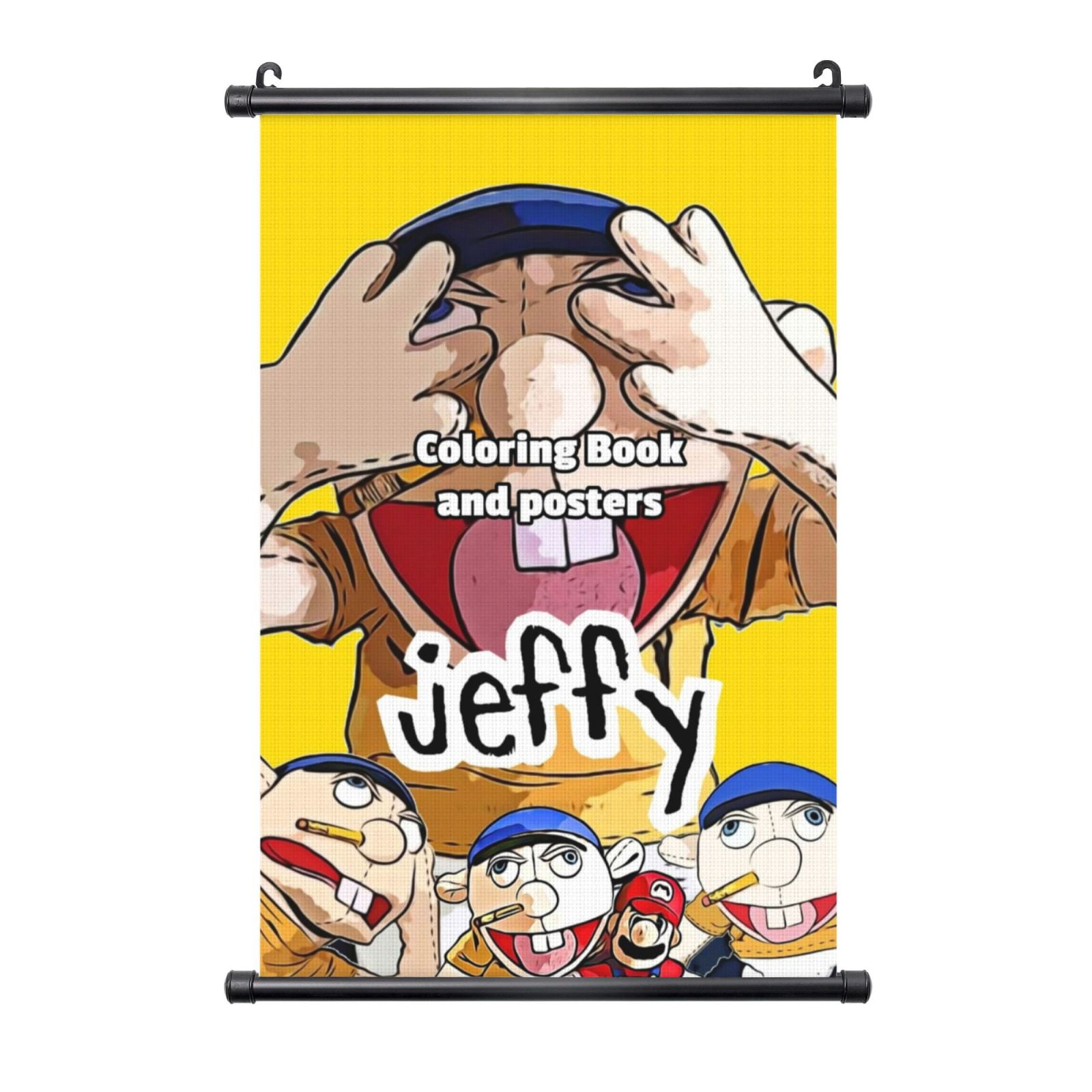 Jeffy Puppet Toy Black Plastic Shaft Hanging Poster Decor Canvas Wall ...