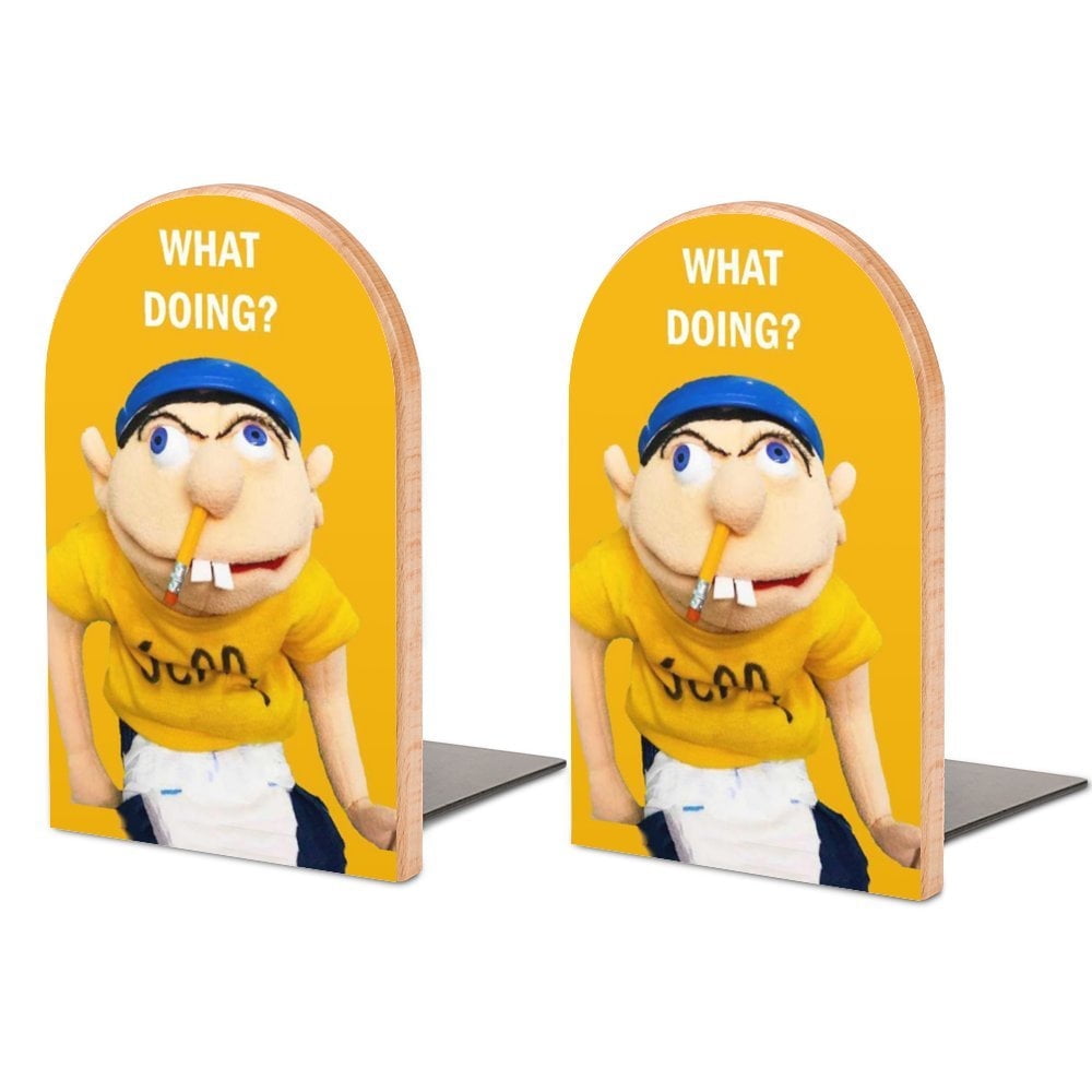 Jeffy What Doing Bookends Wood Book Divider Decorative Shelves Non-Skid ...