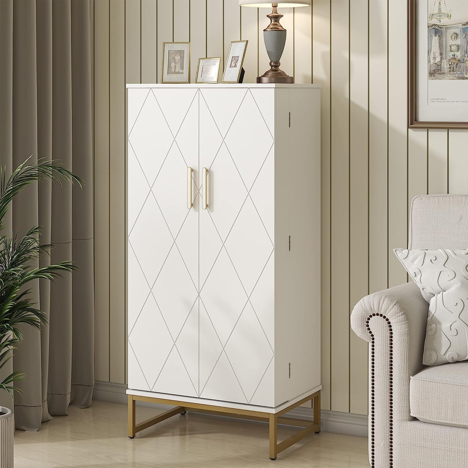 Jehiatek 51” Kitchen Pantry Storage Cabinet with Doors and Adjustable ...